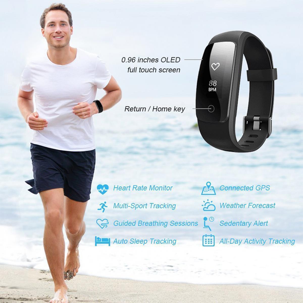 ID107Plus Smart Bracelet Fitness Tracker Heart Rate Monitor - Black - K ...