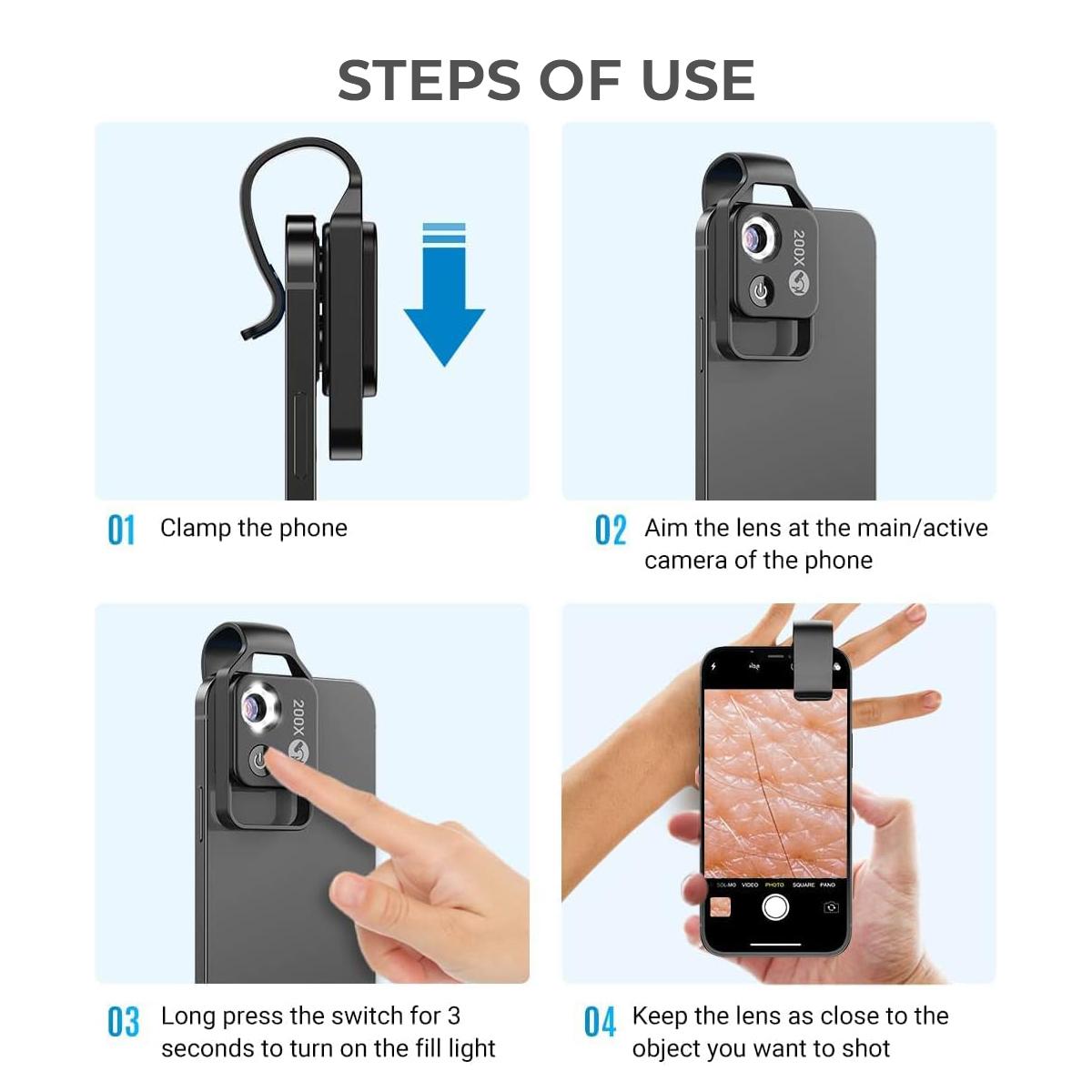 Best Cell Phone Microscope with CPL Lens/LED Light - KENTFAITH