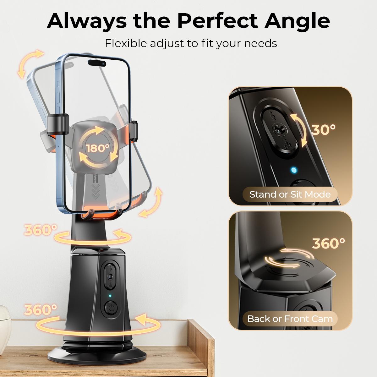 Auto Face Tracking Tripod 360° Rotation Fast Follow No Apps Needed with Gravity Sensor Kentfaith ...