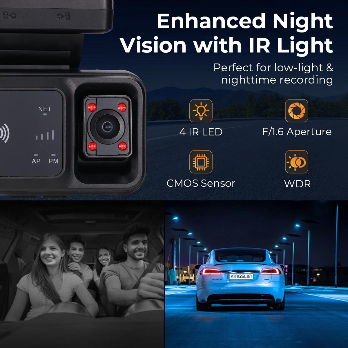 4G LTE Dash Cam Front Inside, Remote Live View, Instant Alert via App ...