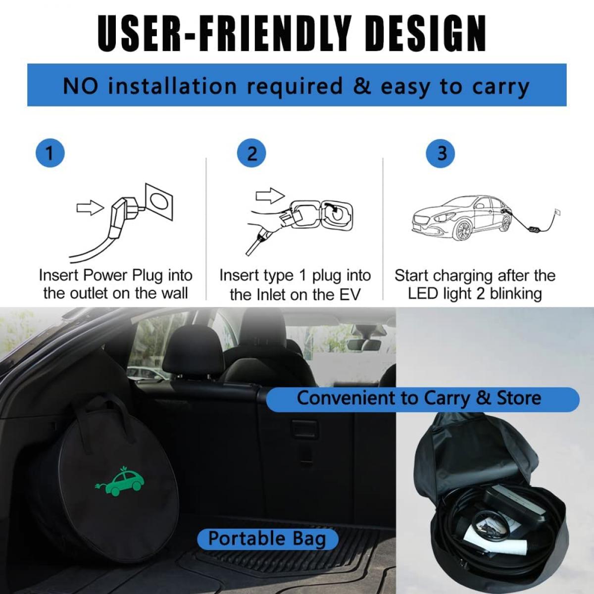 Portable EV Charger American Standard AC (J1772) Type - KENTFAITH