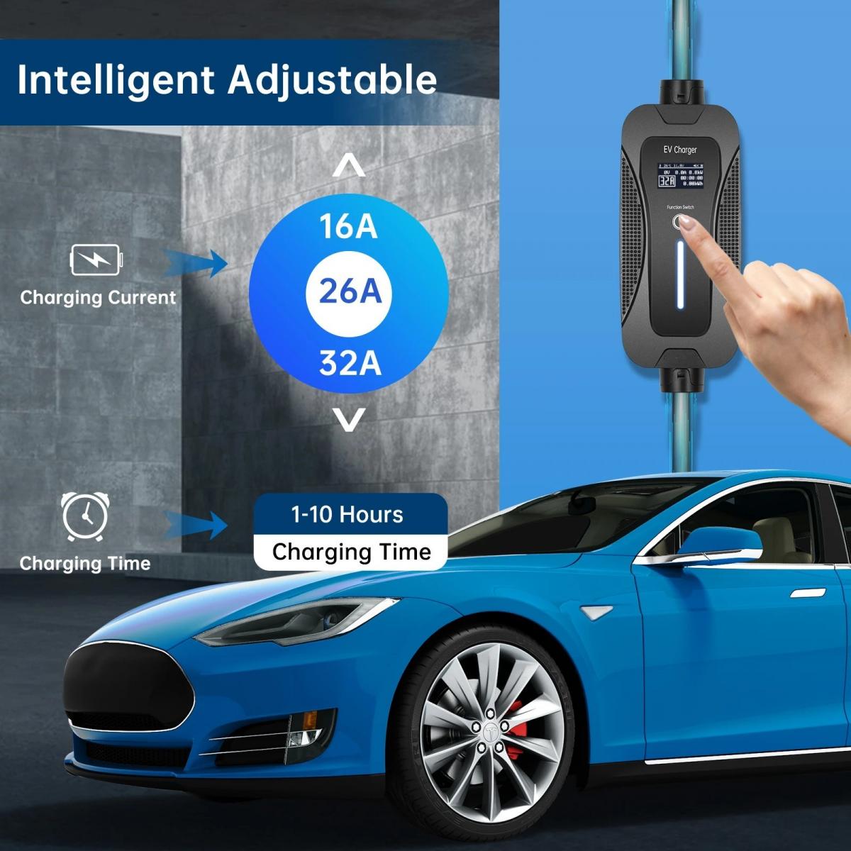 32A European standard Type 2 portable EV fast charger, CEE plug ...