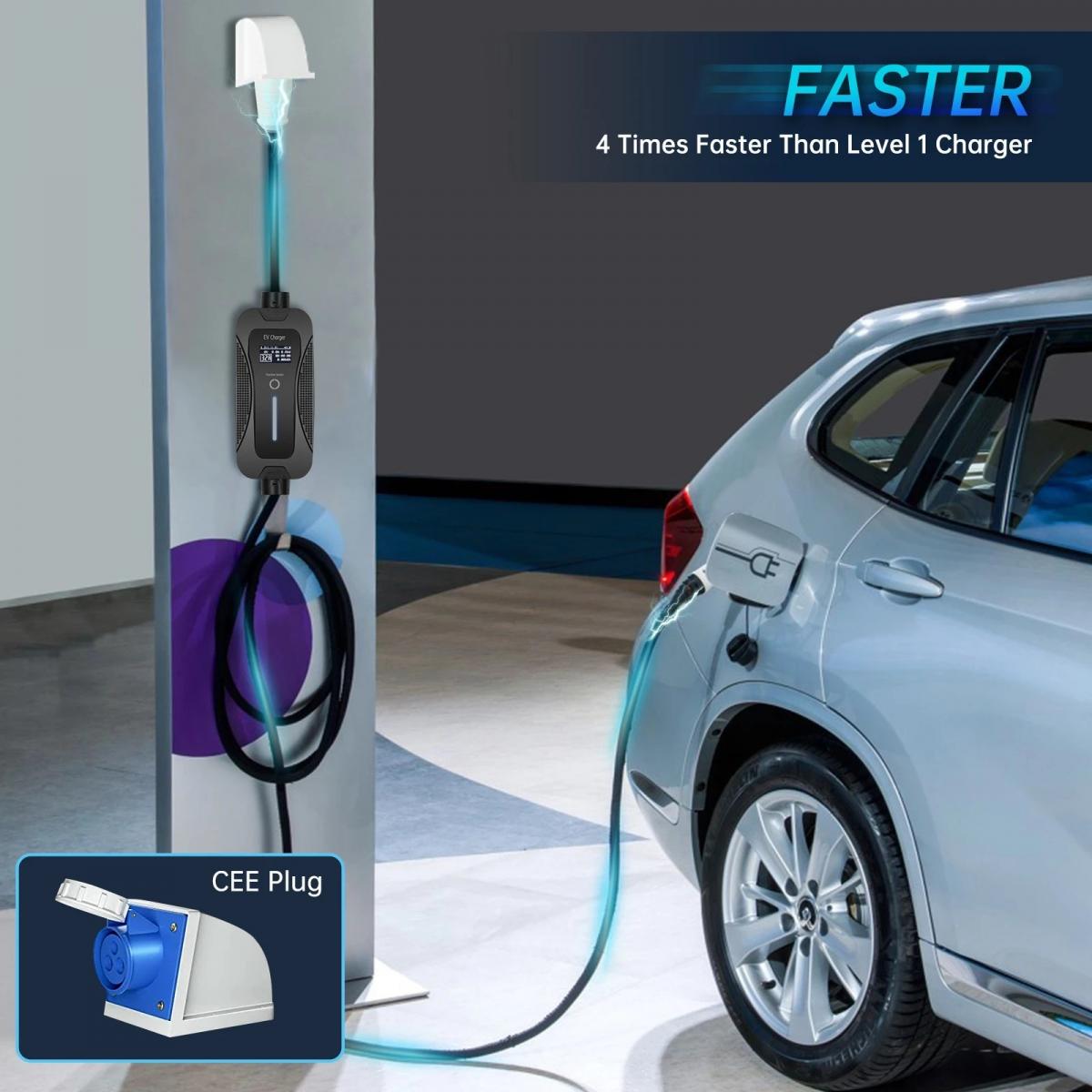 32A European standard Type 2 portable EV fast charger, CEE plug ...