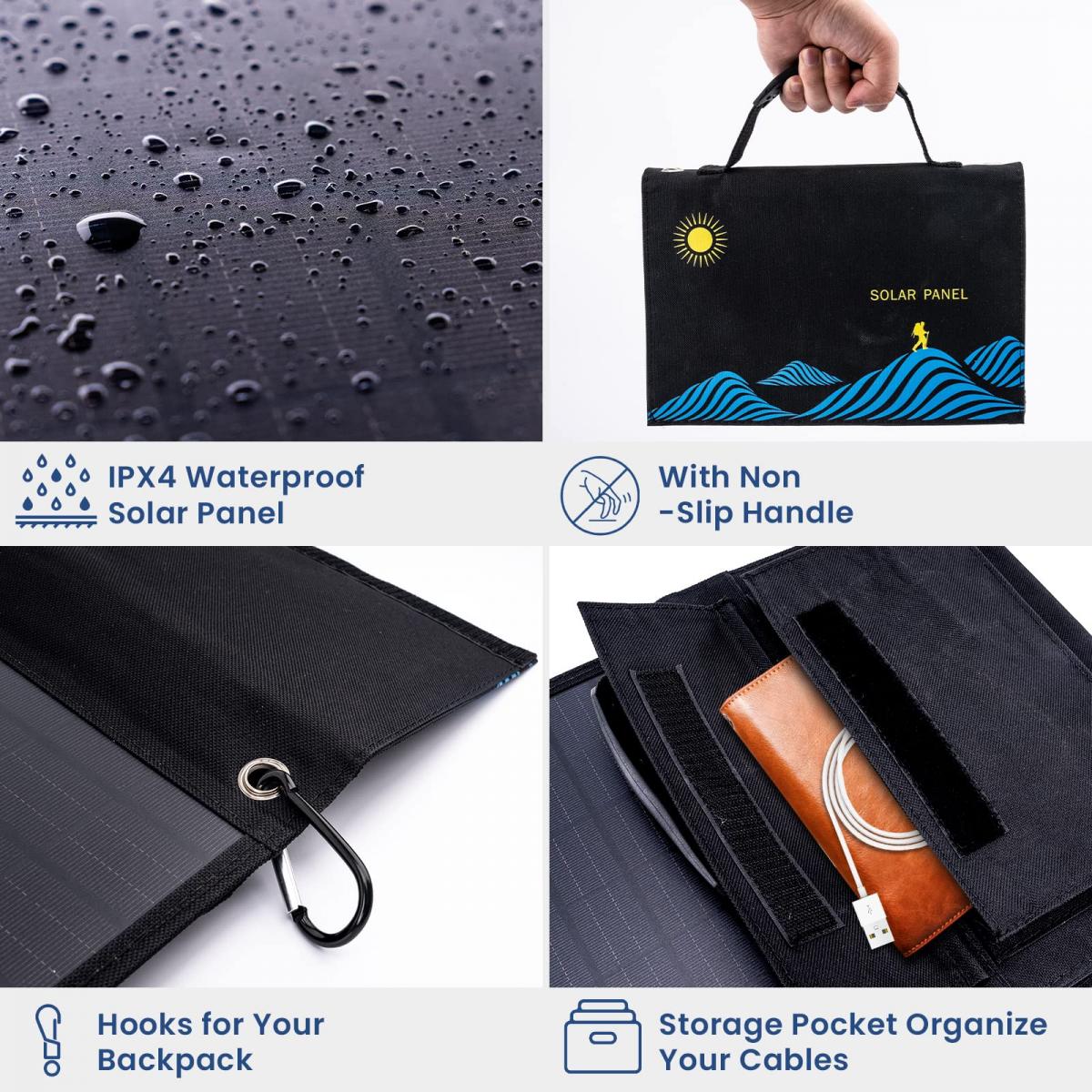 Portable Solar Panels Camping 40W Ipx4 14/13/12/11/Xs,Ipad,Samsung - K ...