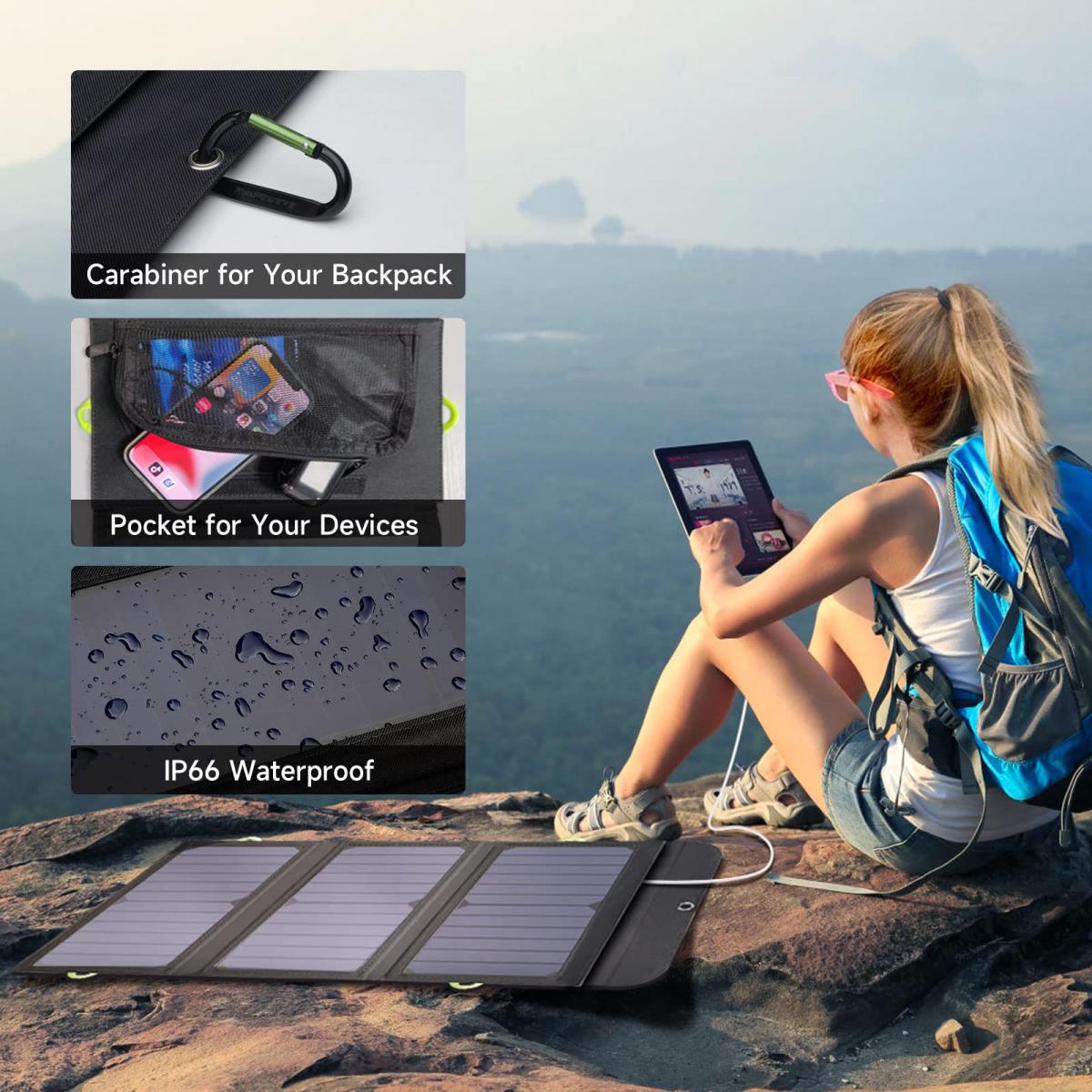 Portable Solar Panel 21W 10000Mah Ip66 | Kentfaith - K&F Concept