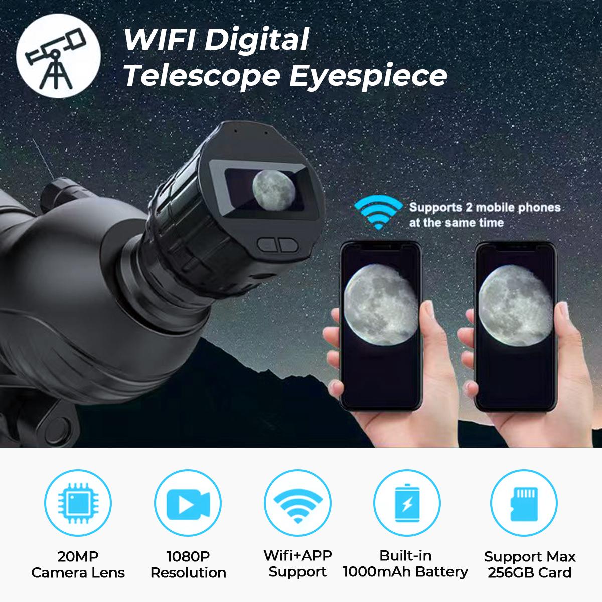 WiFi Solar Eclipse Telescope Camera with 1.5in Screen - KENTFAITH