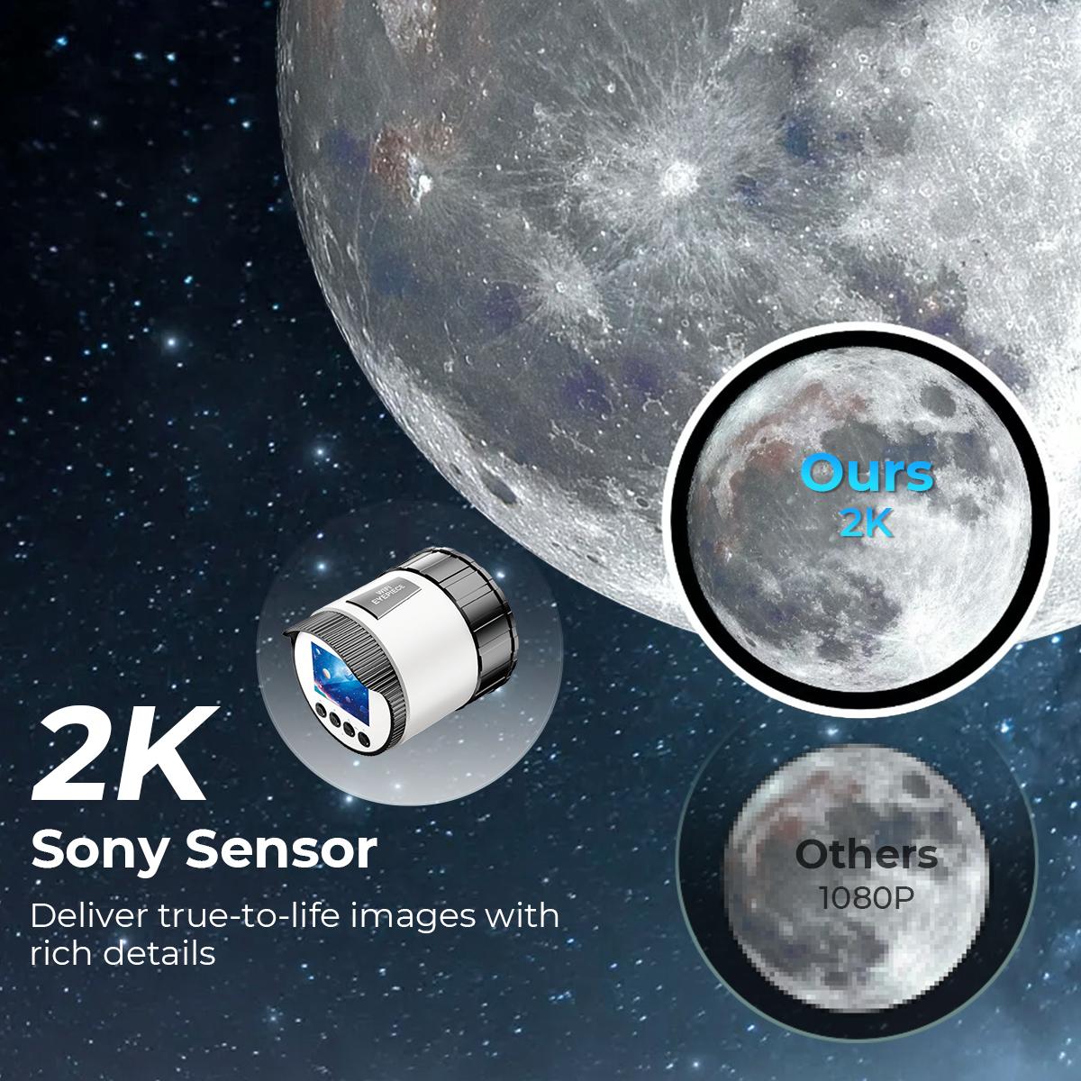 Telescope Electronic Eyepiece with 2K 30FPS Videos, WiFi Live Feed, 2 ...