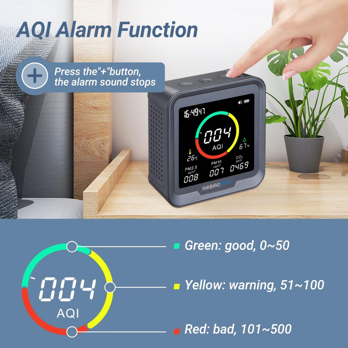 Air Quality Detector Co2 Co2,6-In-1 Pm2.5, Pm10, - K&F Concept