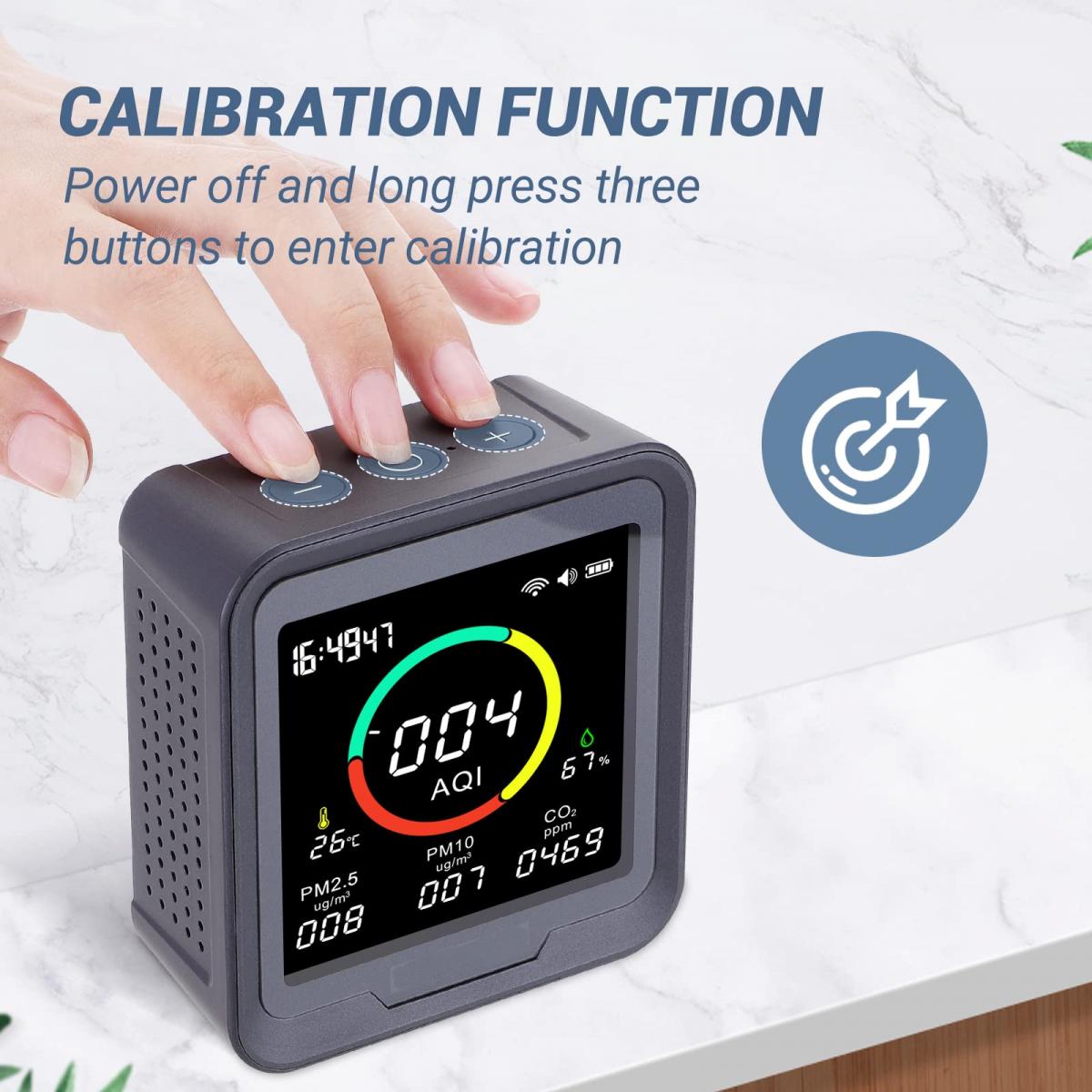 Air Quality Detector Co2 Co2,6-In-1 Pm2.5, Pm10, - K&F Concept