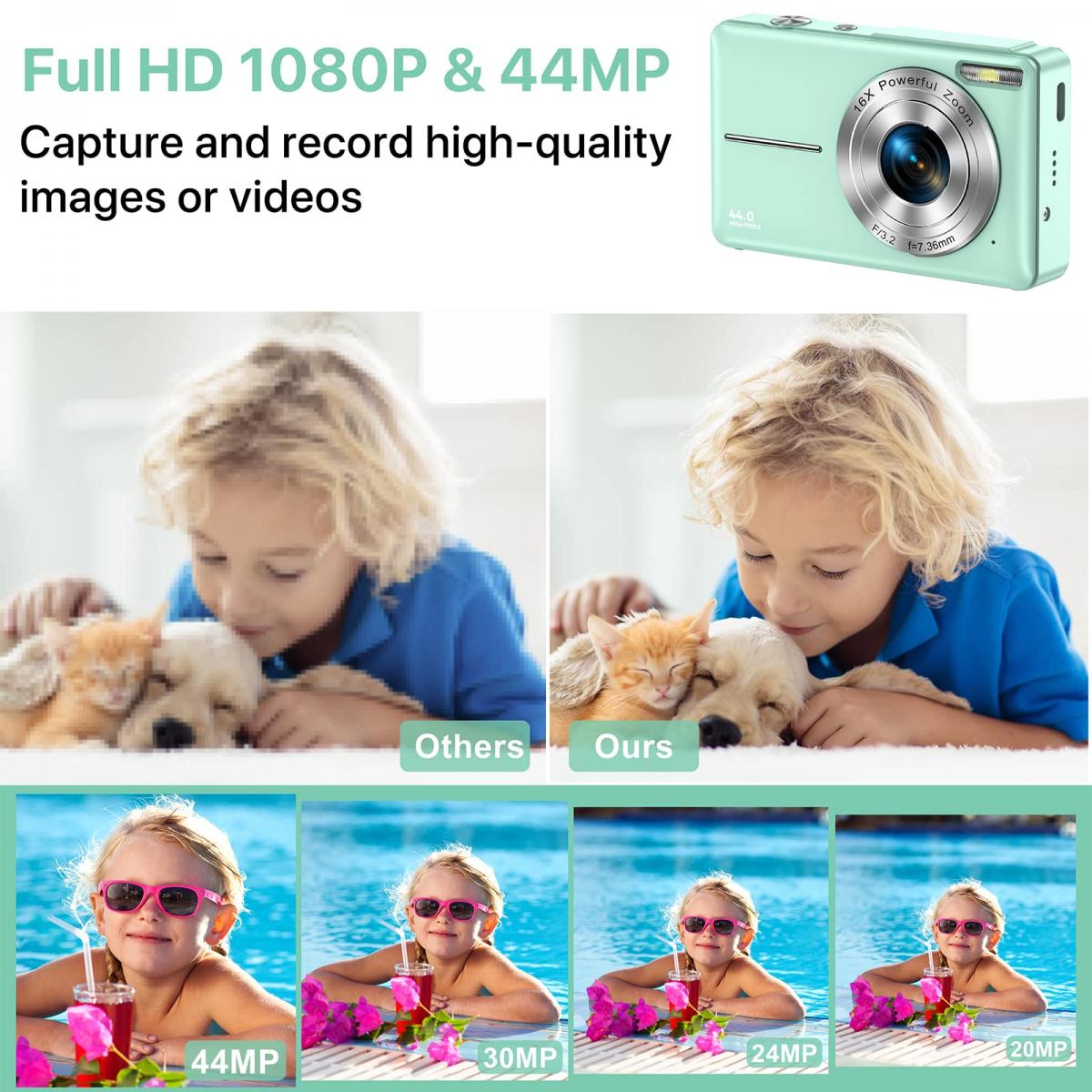 Digital Camera FHD 1080P Children Camera with 32GB SD Card - KENTFAITH