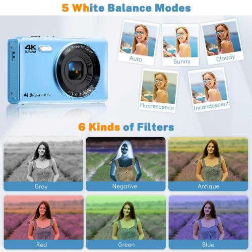 ความละเอียดสูง FHD กล้องถ่ายภาพเด็ก 4K 44MP Compact Fool Camera สำหรับ ...