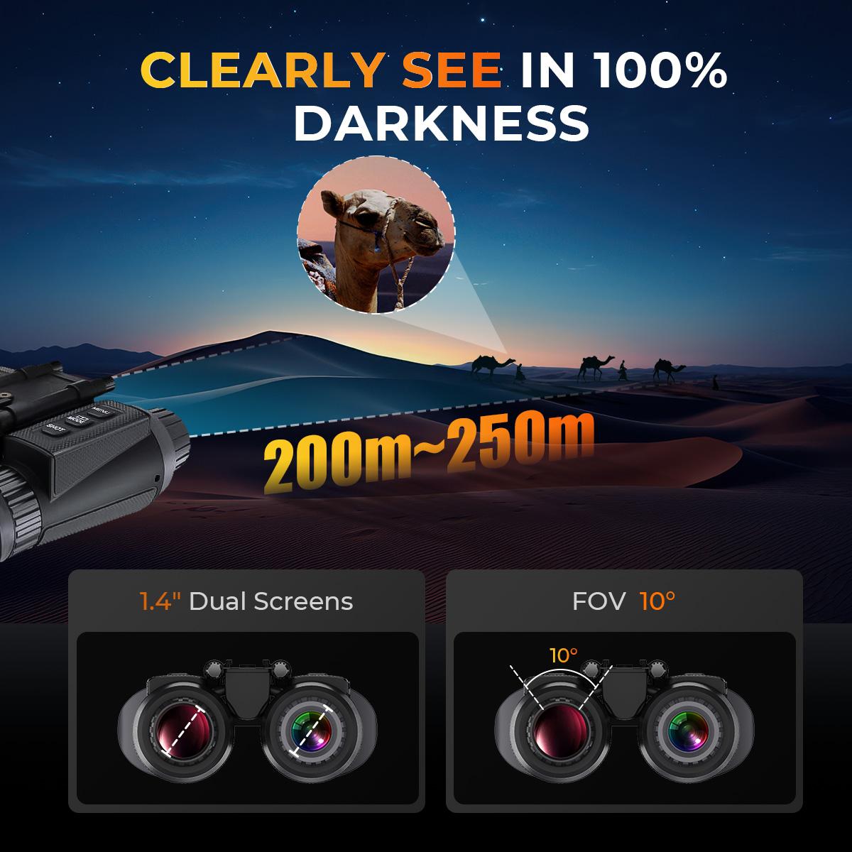 Night Vision Surveillance Binoculars 4K 3D 8X 32G - KENTFAITH