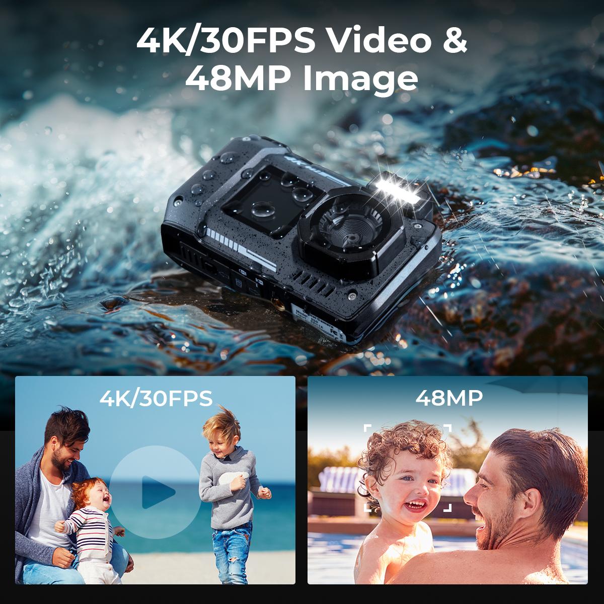 33FT Waterproof Digital Camera 4K 48MP Dual-Screen Selfie Kentfaith - K ...