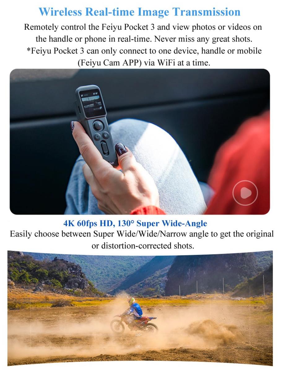 FeiyuTech Pocket 3 kit -Remote Handle &Camera 4K 60FPS Camera with ...