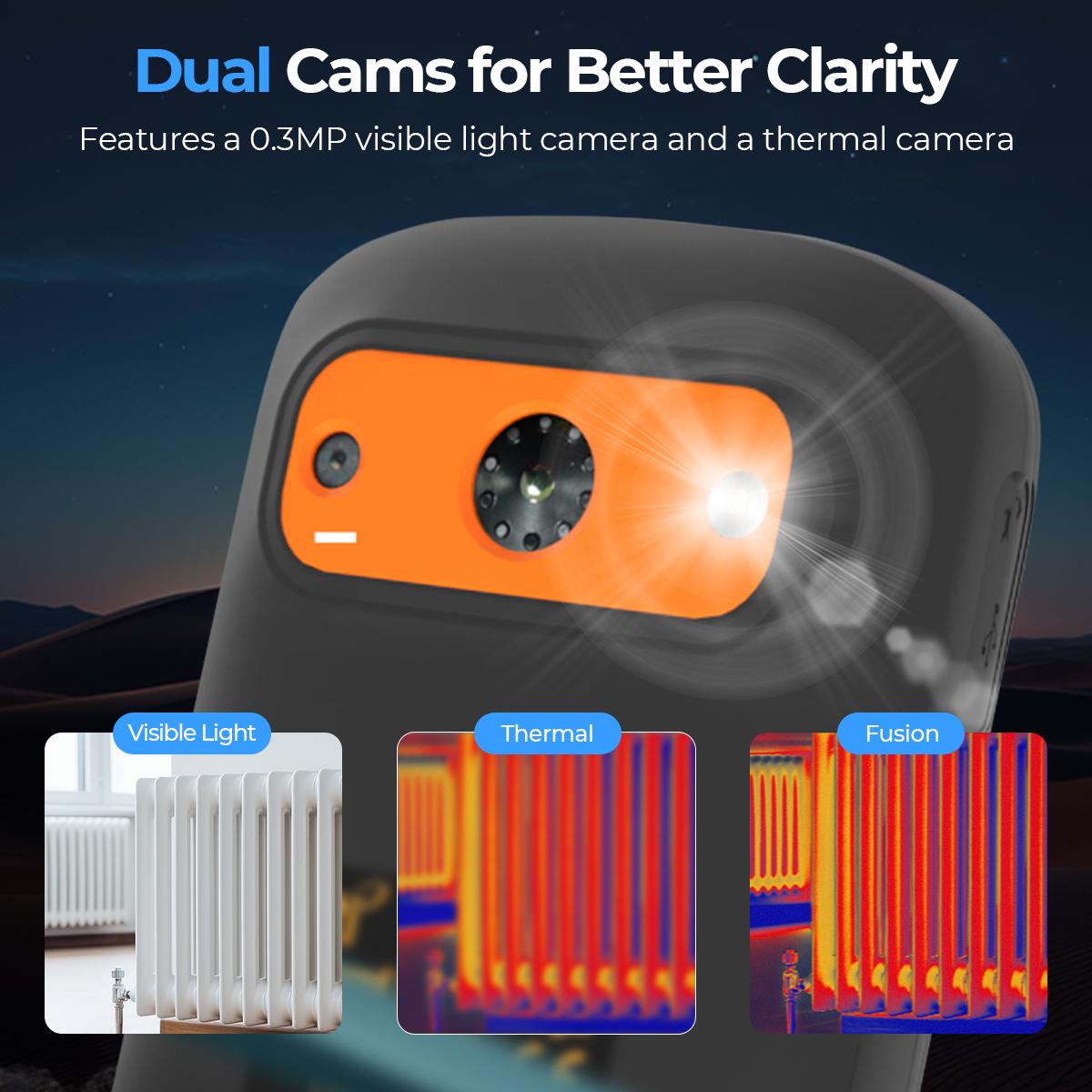 Câmera térmica de bolso com luz visível 256*192 IR Pixel 25Hz Refresh ...