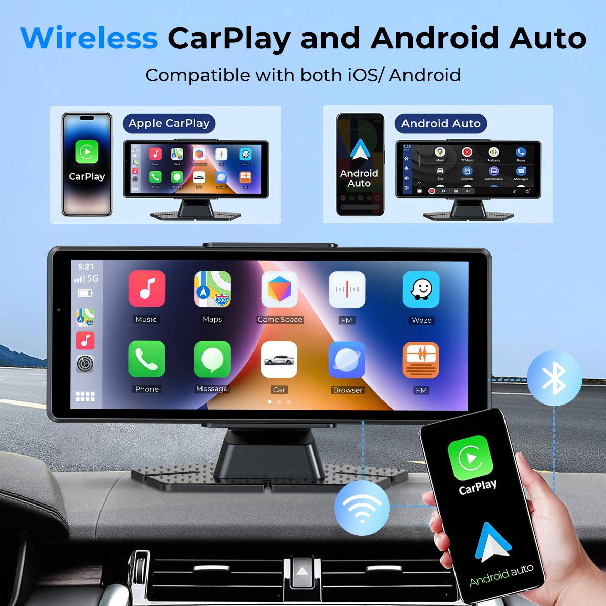 8" Wireless CarPlay Screen Android Auto Car Stereo with 1080P Backup ...