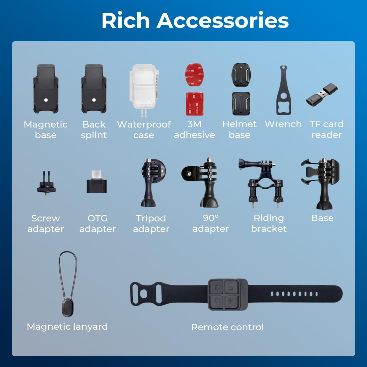 30m Waterproof Action Camera 4K with Detachable Handle Dual Screens 7H ...