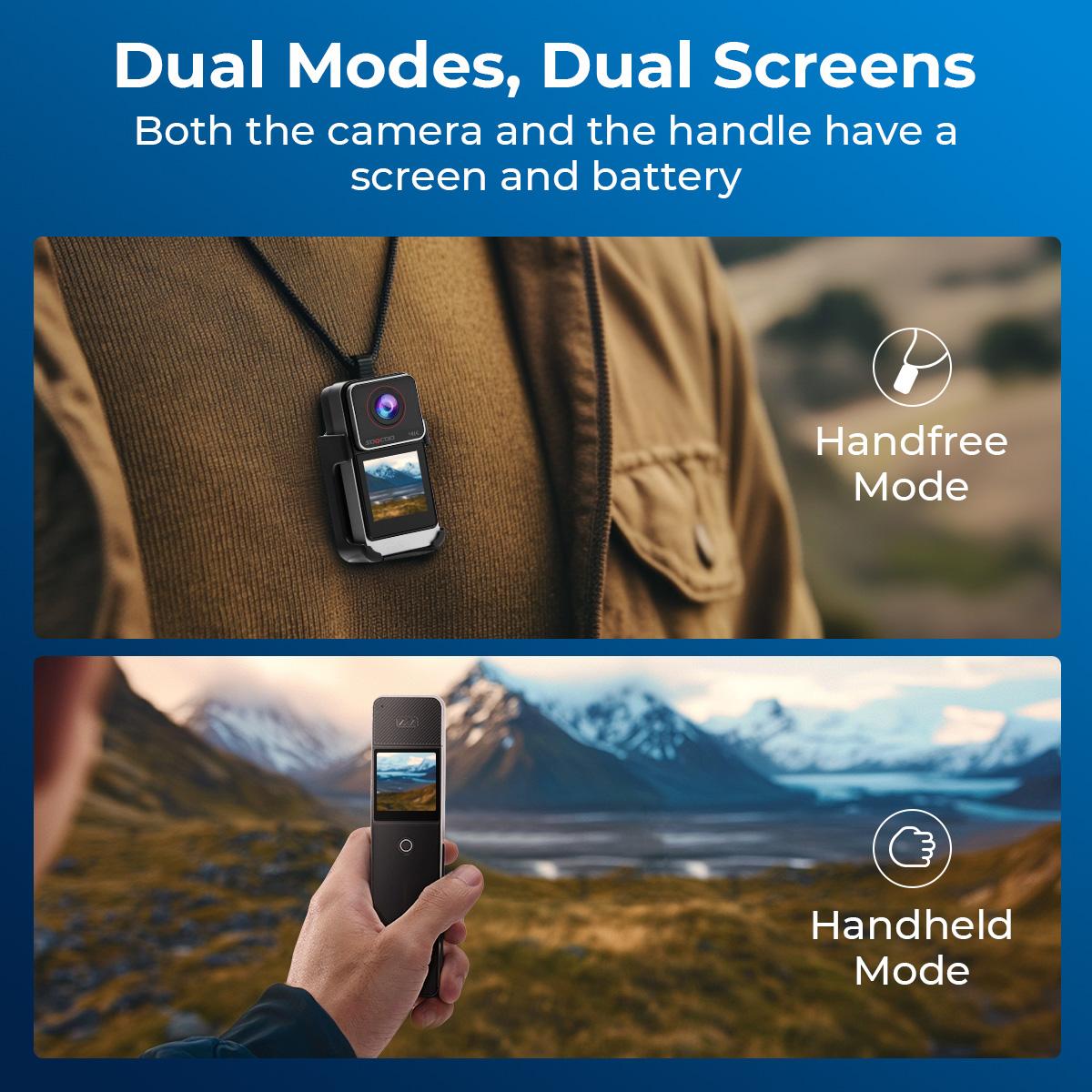 30m Waterproof Action Camera 4K with Detachable Handle Dual Screens 7H ...