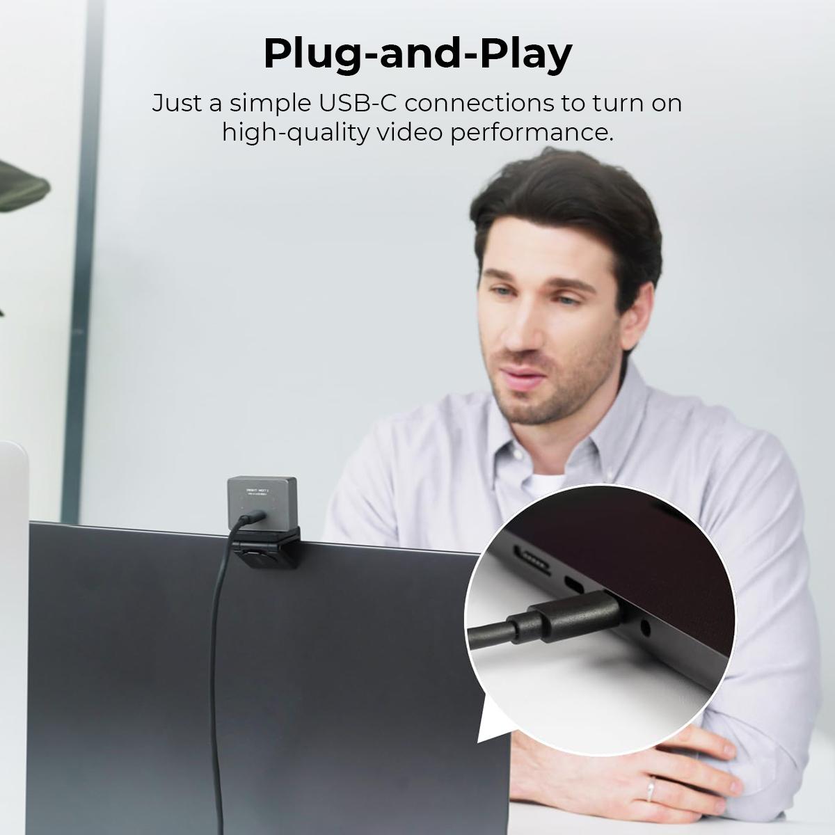 OBSBOT 4K 60 FPS Webcam for PC with 1/2" Sensor AI Framing & Autofocus Dual Mics Beauty Mode - K ...