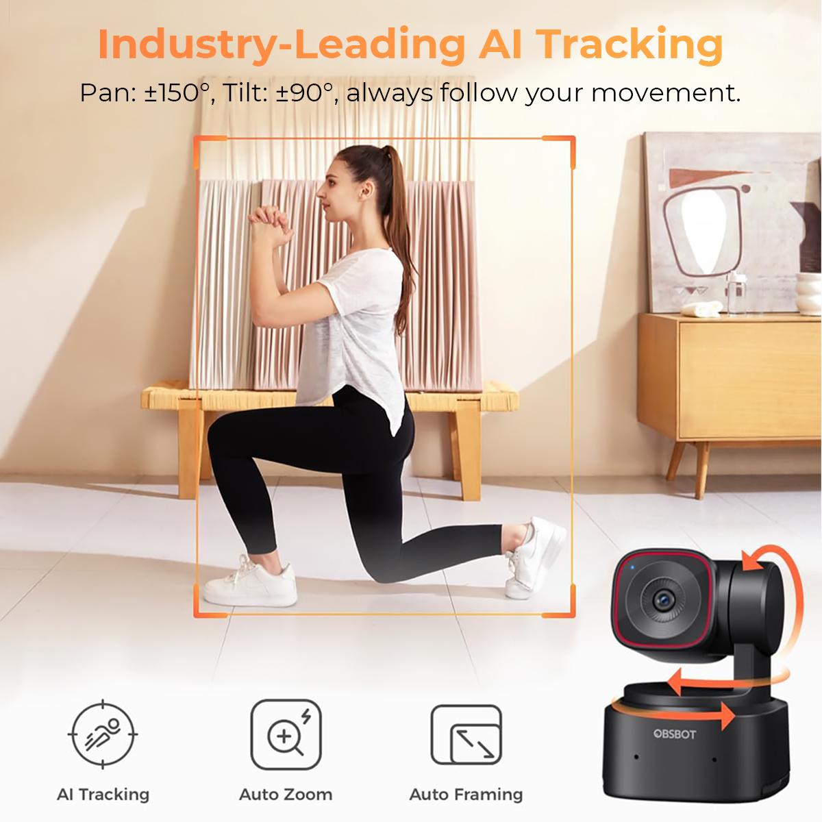 OBSBOT Tiny 2 Lite 4K Webcam for PC, AI Tracking PTZ Streaming Camera ...