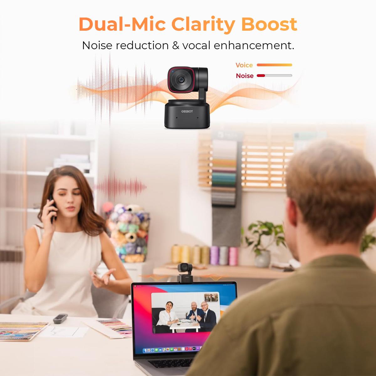 Cámara Web OBSBOT Tiny 2 Lite 4K para PC, Cámara de Streaming PTZ con Seguimiento AI y Sensor 1/ ...