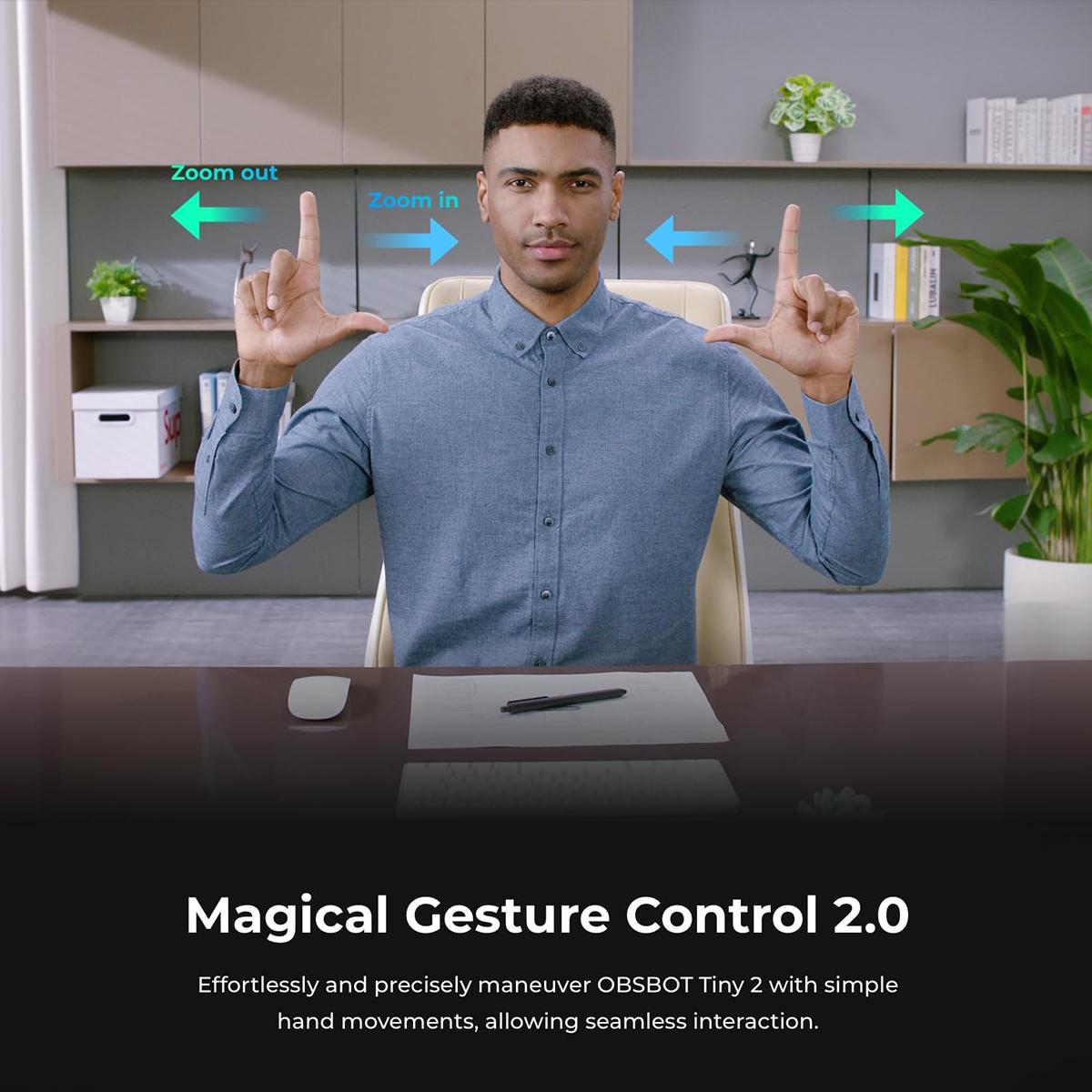 OBSBOT Tiny 2 Webcam 4K Voice Control PTZ, AI Tracking Multi-Mode ...