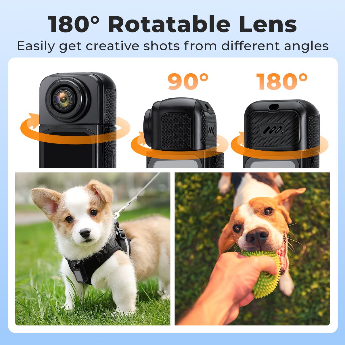 2.7K Thumb Camera with 180° Rotatable Lens Magnetic Body Wearable ...