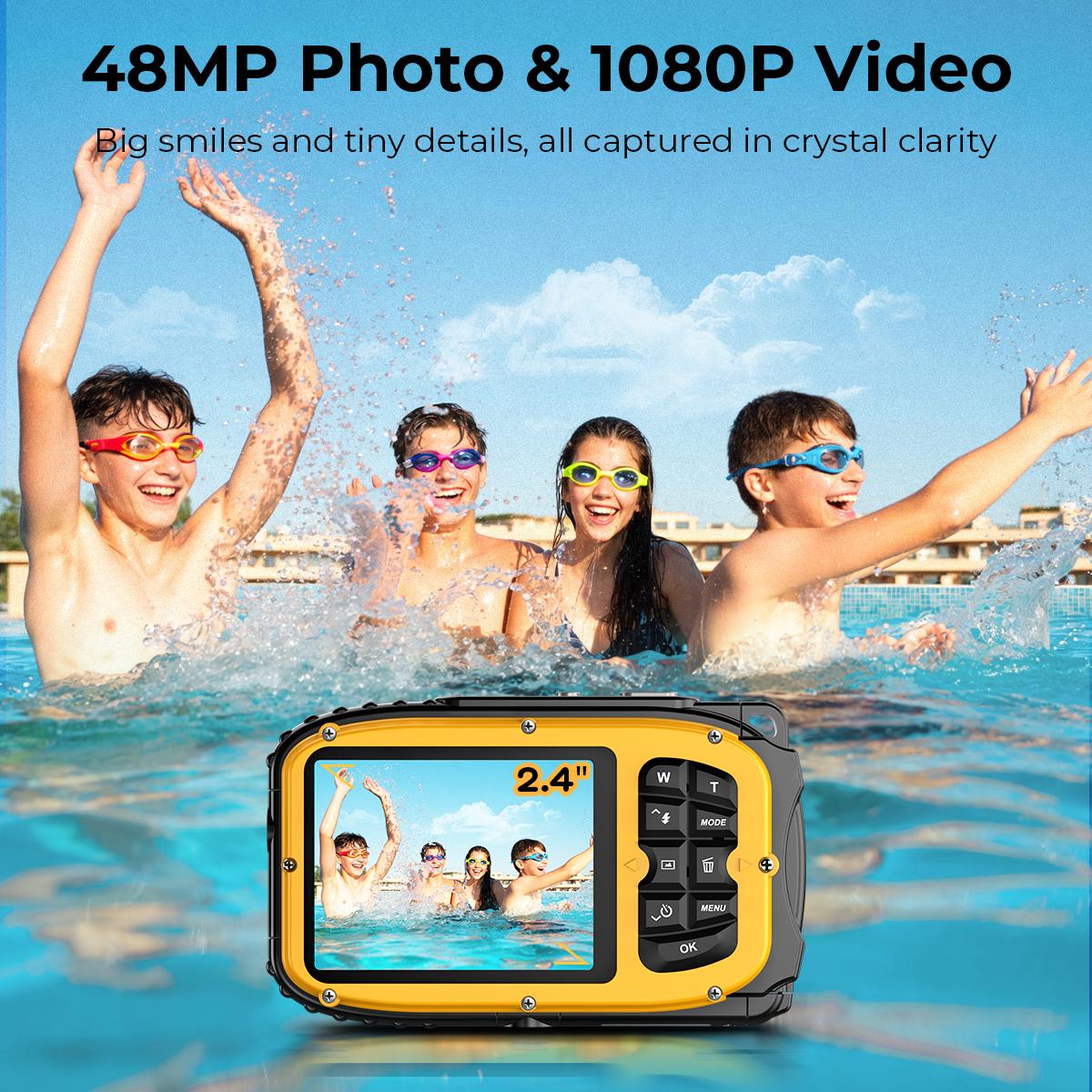 16FT/5M Waterproof Digital Camera, 48MP Auto Focus, Fill Light, 2.4in ...