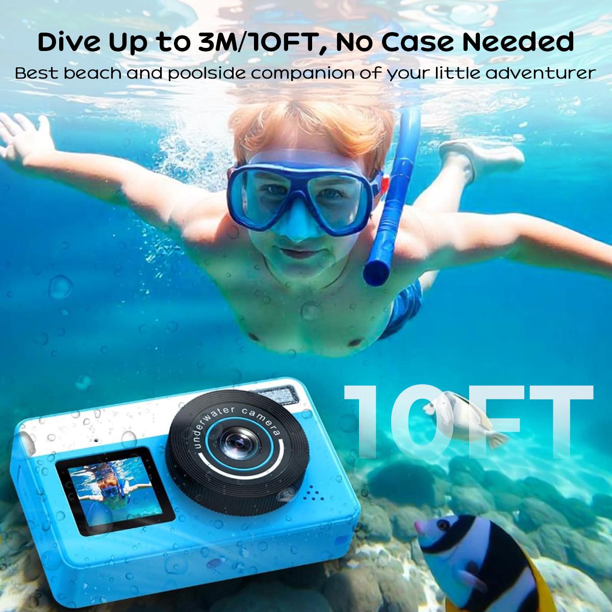 Underwater Camera for Kids 4K 48MP, 3M Waterproof, Dual Screen, for ...