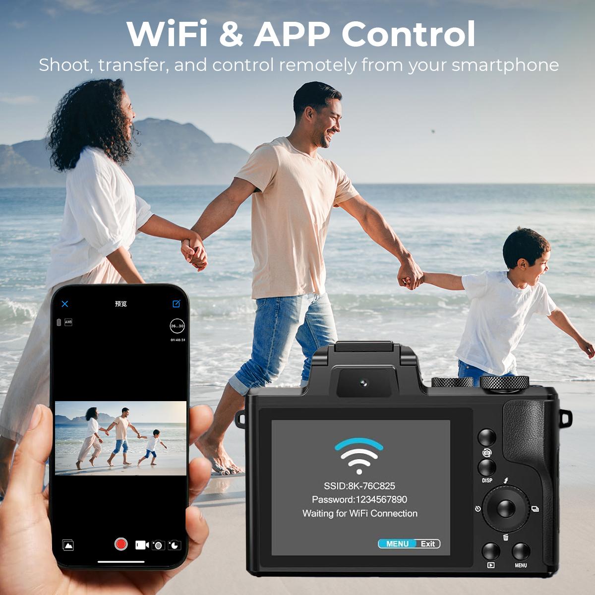 8K 88MP Digital Camera for Photography, Autofocus, Dual Lens for Selfie ...