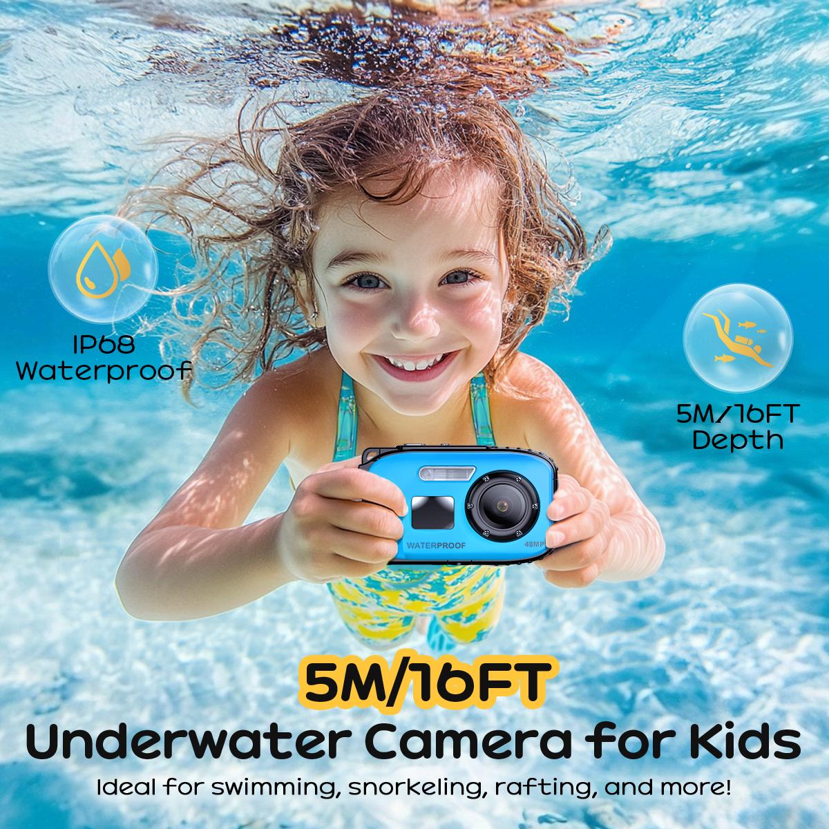 Waterproof Digital Camera for Kids, Adults 16FT/5M Underwater 48MP for ...