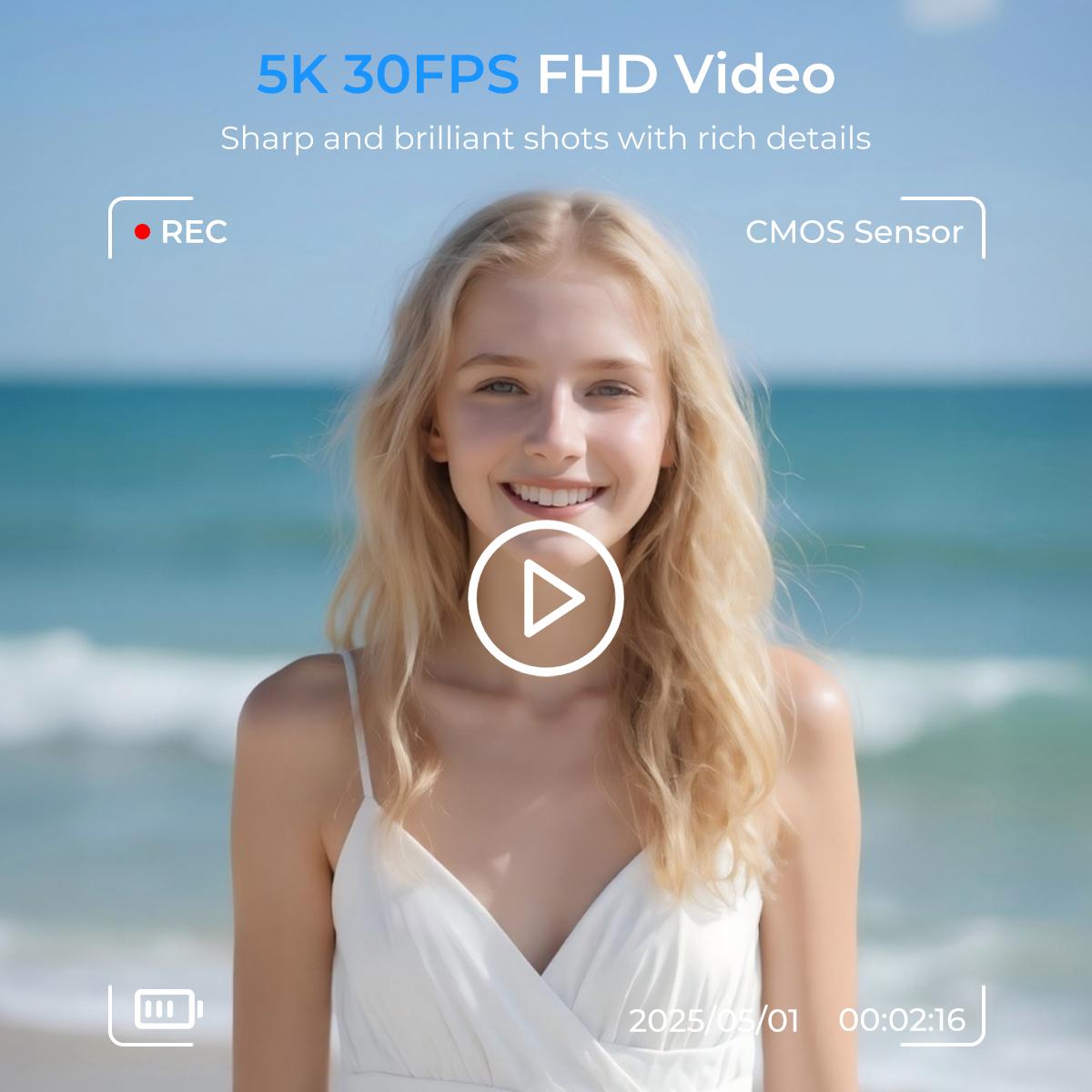 5K 75MP Compact Digital Camera, 3 Lens 12X Zoom Autofocus for YouTube ...