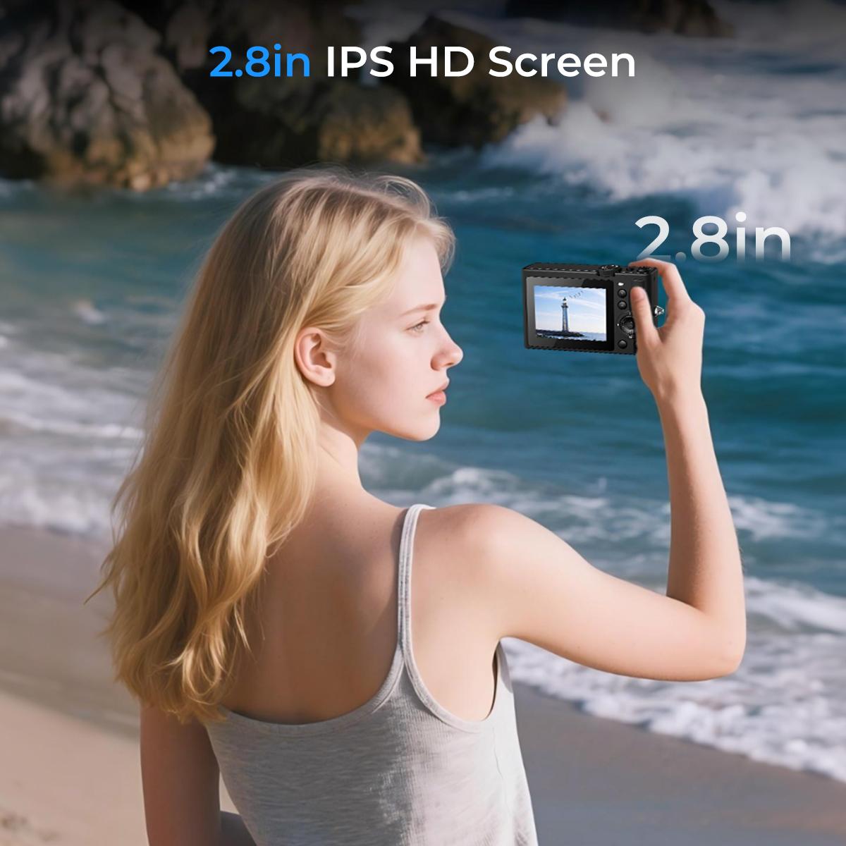 5K 75MP Compact Digital Camera, 3 Lens 12X Zoom Autofocus for YouTube ...