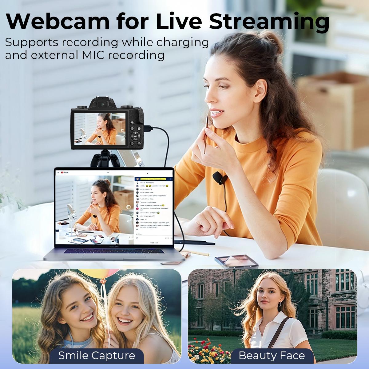 4K 75MP Digital Cameras for Photography, 20X Optical Zoom, WiFi Youtube ...