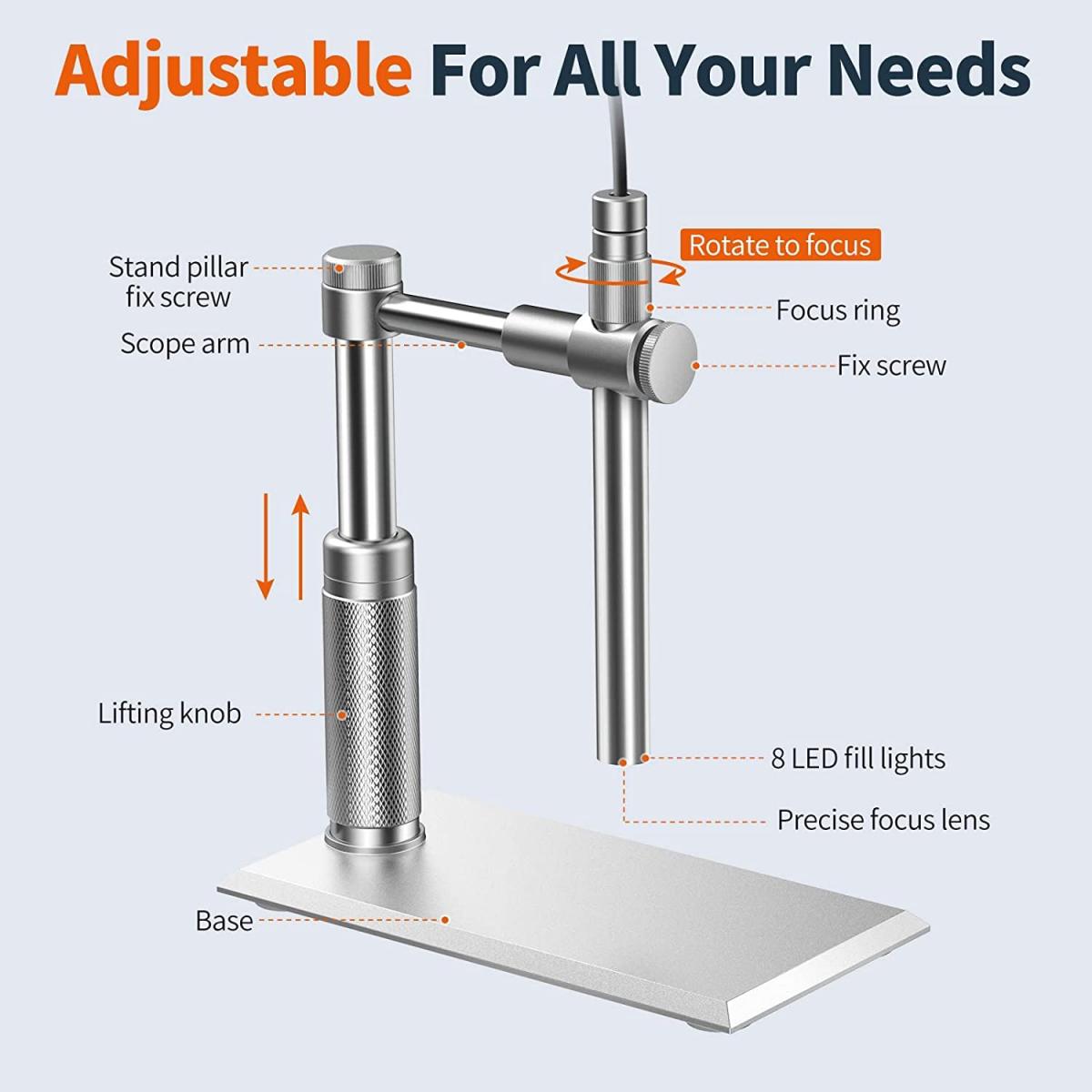 Coin USB Microscope-10x-500x Magnification-Kentfaith - KENTFAITH