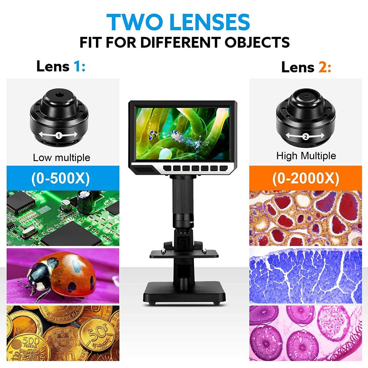7" LCD Screen Digital Microscope | KentFaith Microscopes - KENTFAITH