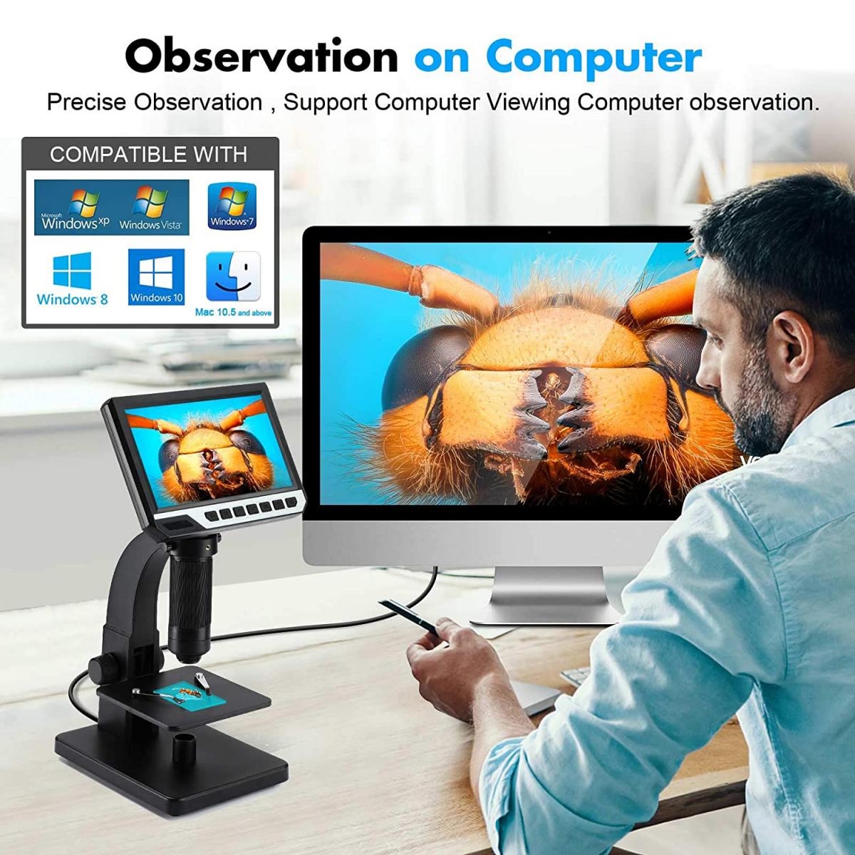 7" LCD Screen Digital Microscope | KentFaith Microscopes - KENTFAITH