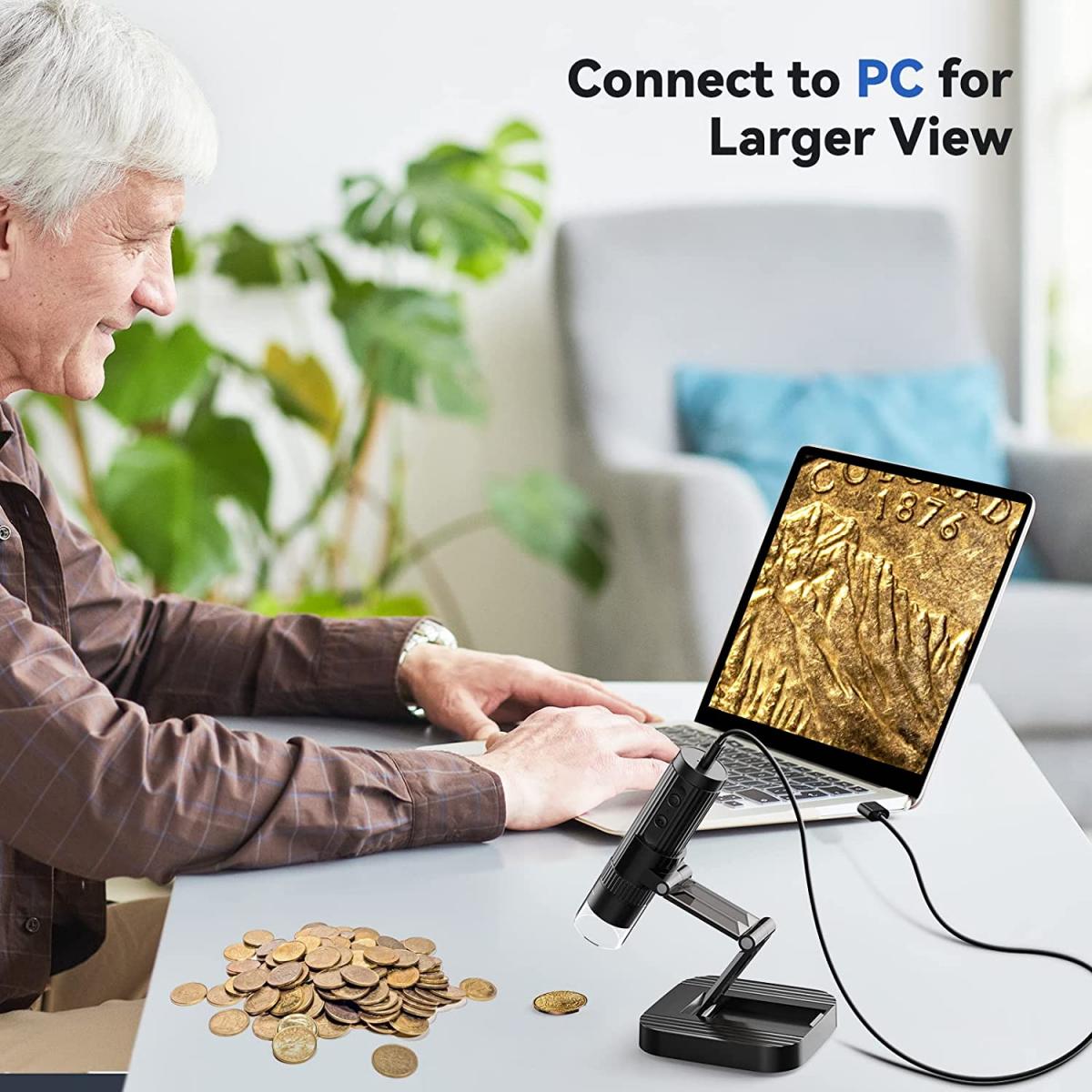 Wireless WiFi microscope, handheld USB HD inspection camera, 50x-1000x ...