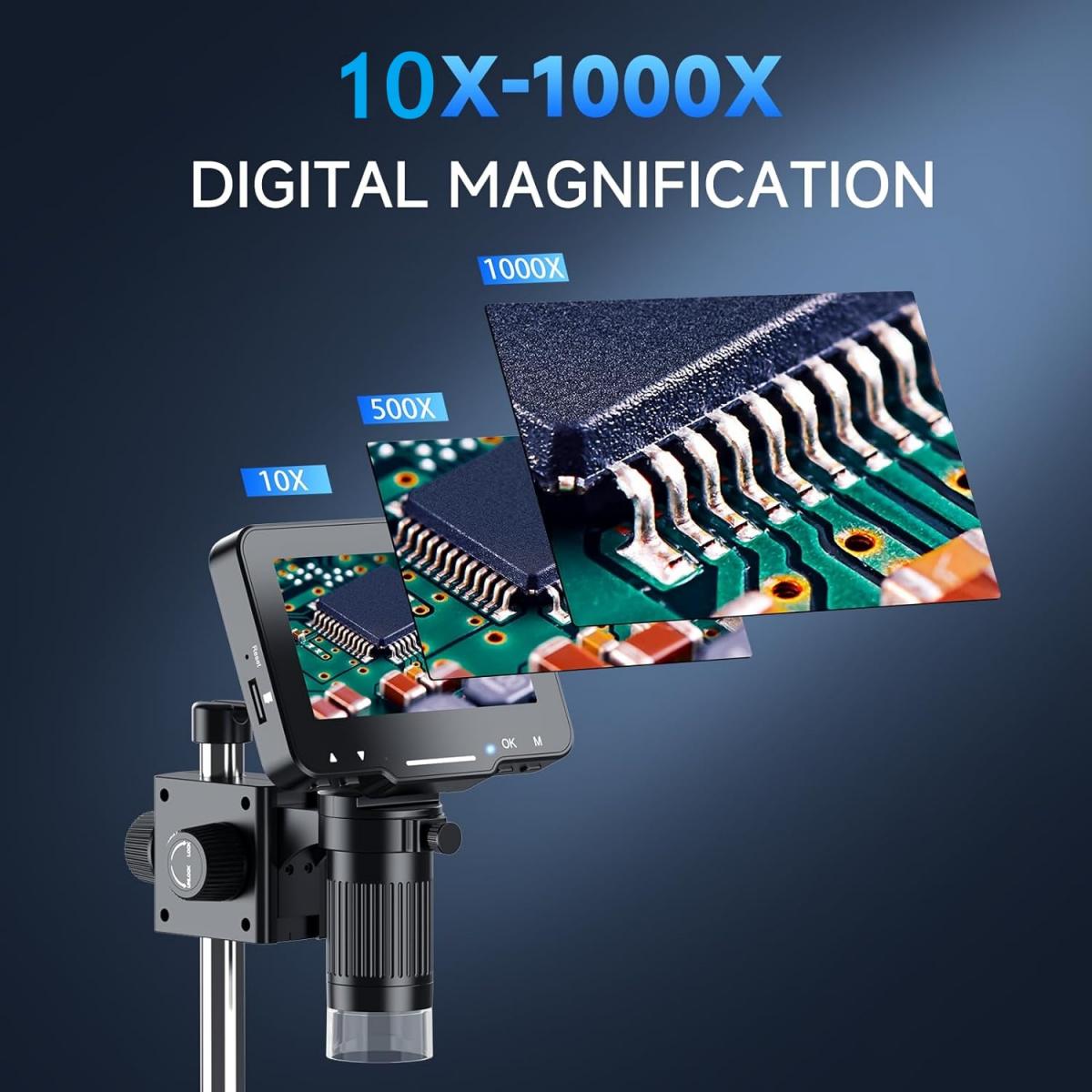 Digital Computer Microscope 4.3" 10-1000X - KENTFAITH