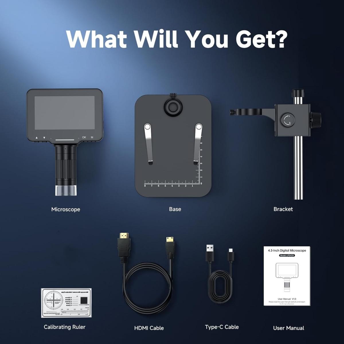 Digital Computer Microscope 4.3" 10-1000X - KENTFAITH