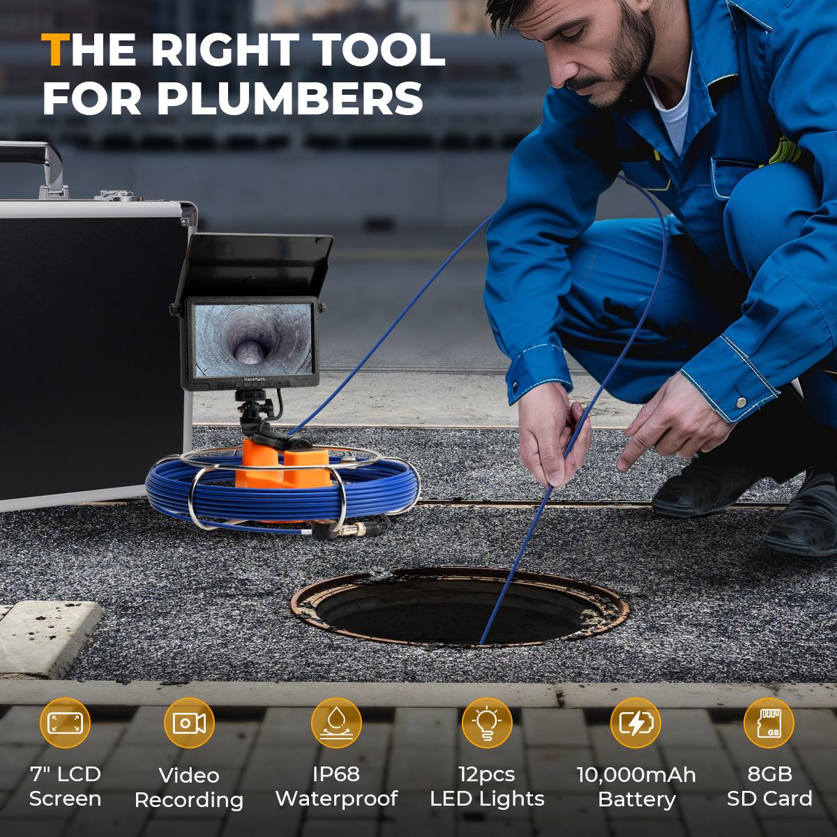 Sewer Inspection Camera with DVR Recorder 20m/66ft Cable 0.9in Camera ...