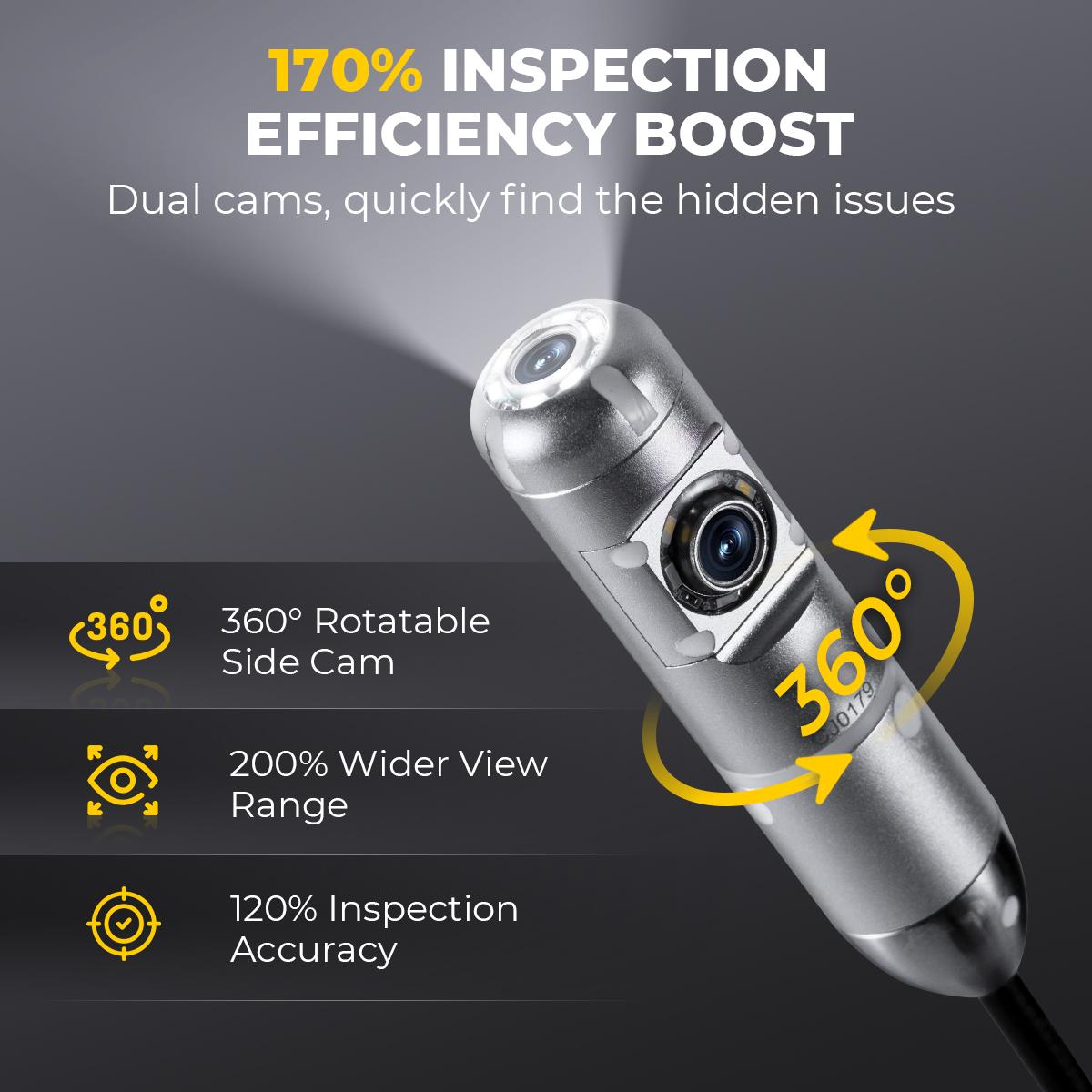 Flexible Inspection Camera 360° 7" 32Ft | Kentfaith - K&F Concept