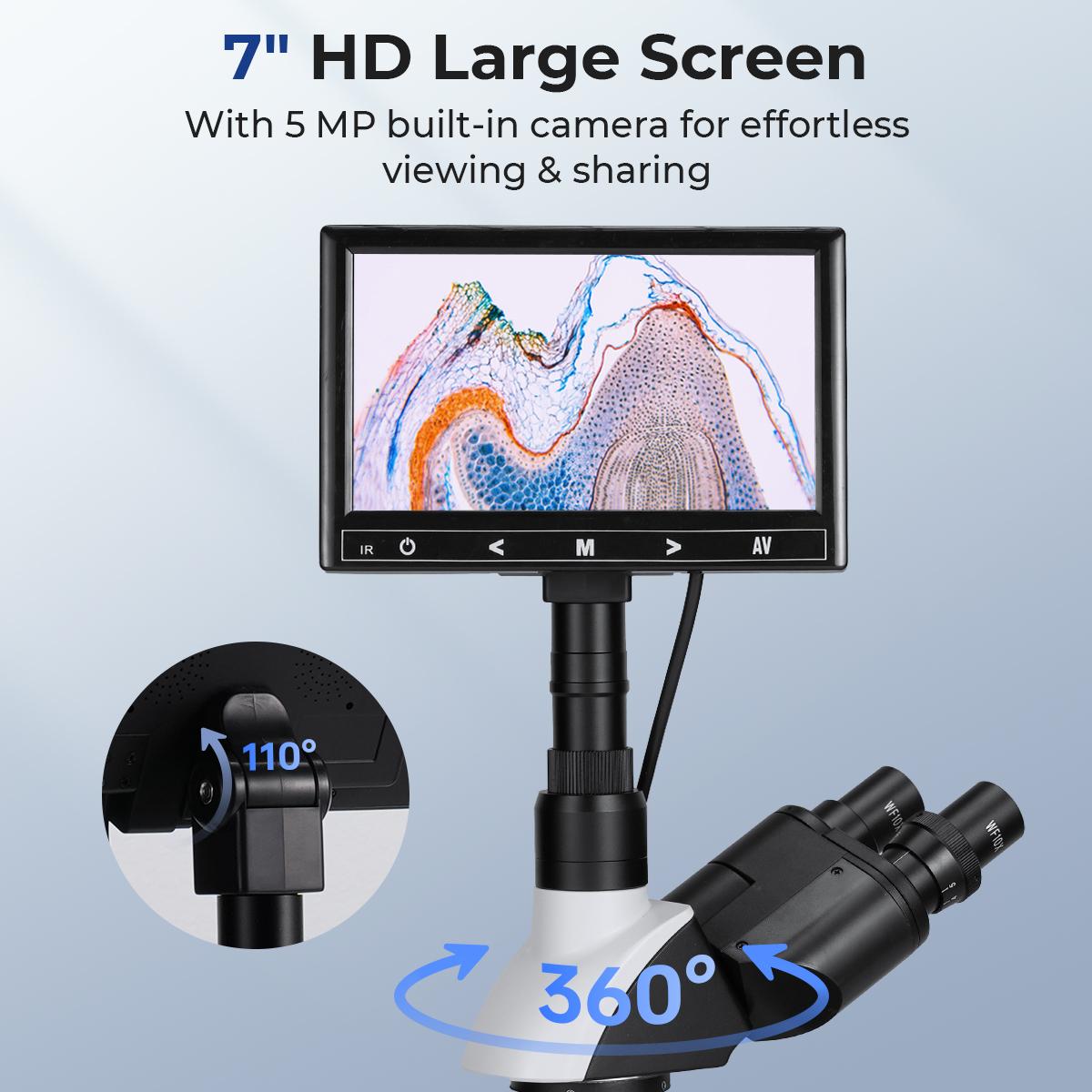 Trinocular Microscope Magnification 7In 40X- 2500X - KENTFAITH