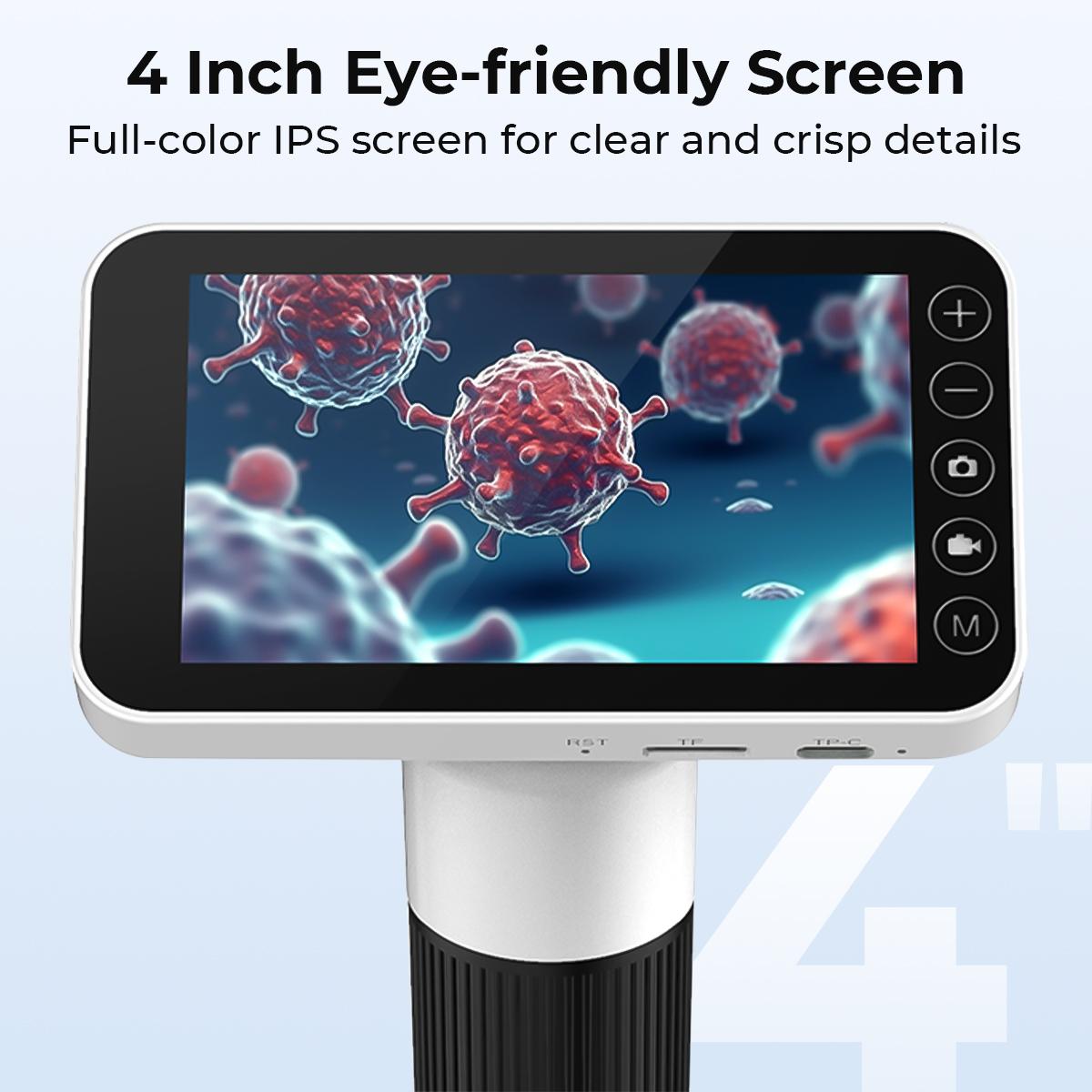 Digital Handheld Microscope with 4 inch IPS Screen Detachable Base ...