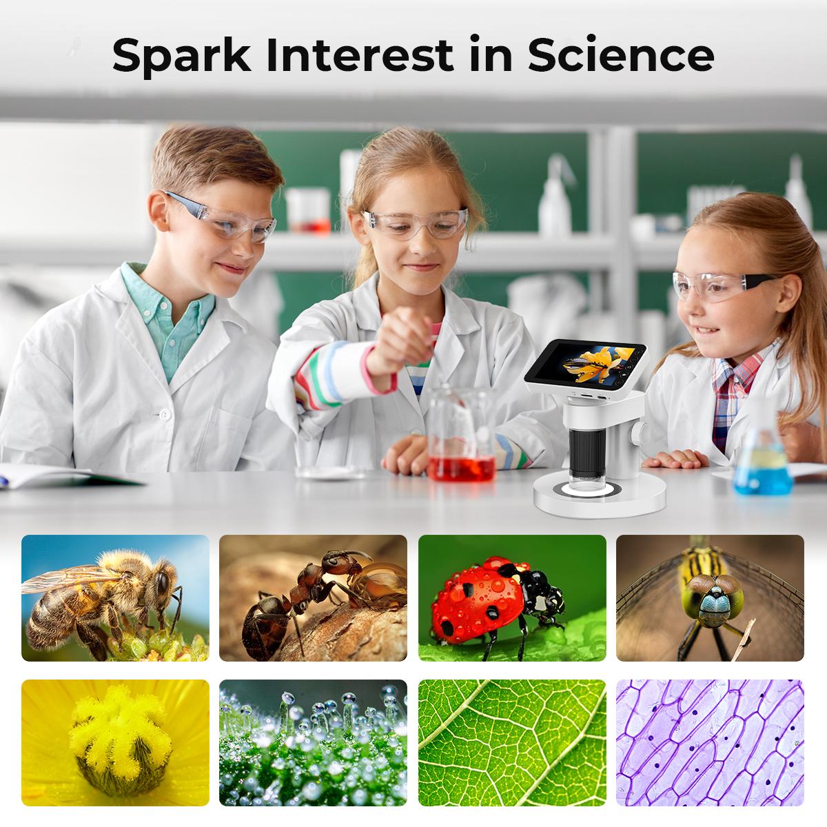 Microscope for Kids with 4" IPS Screen | Kentfaith Kids Microscopes - K ...