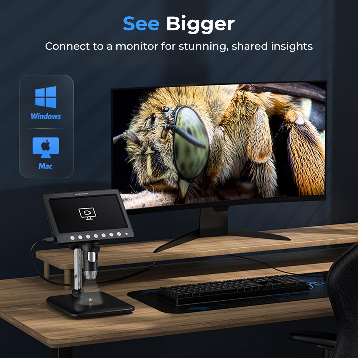 Digital Coin Microscope 7" LCD Screen 1200X Magnification 1080P Image ...