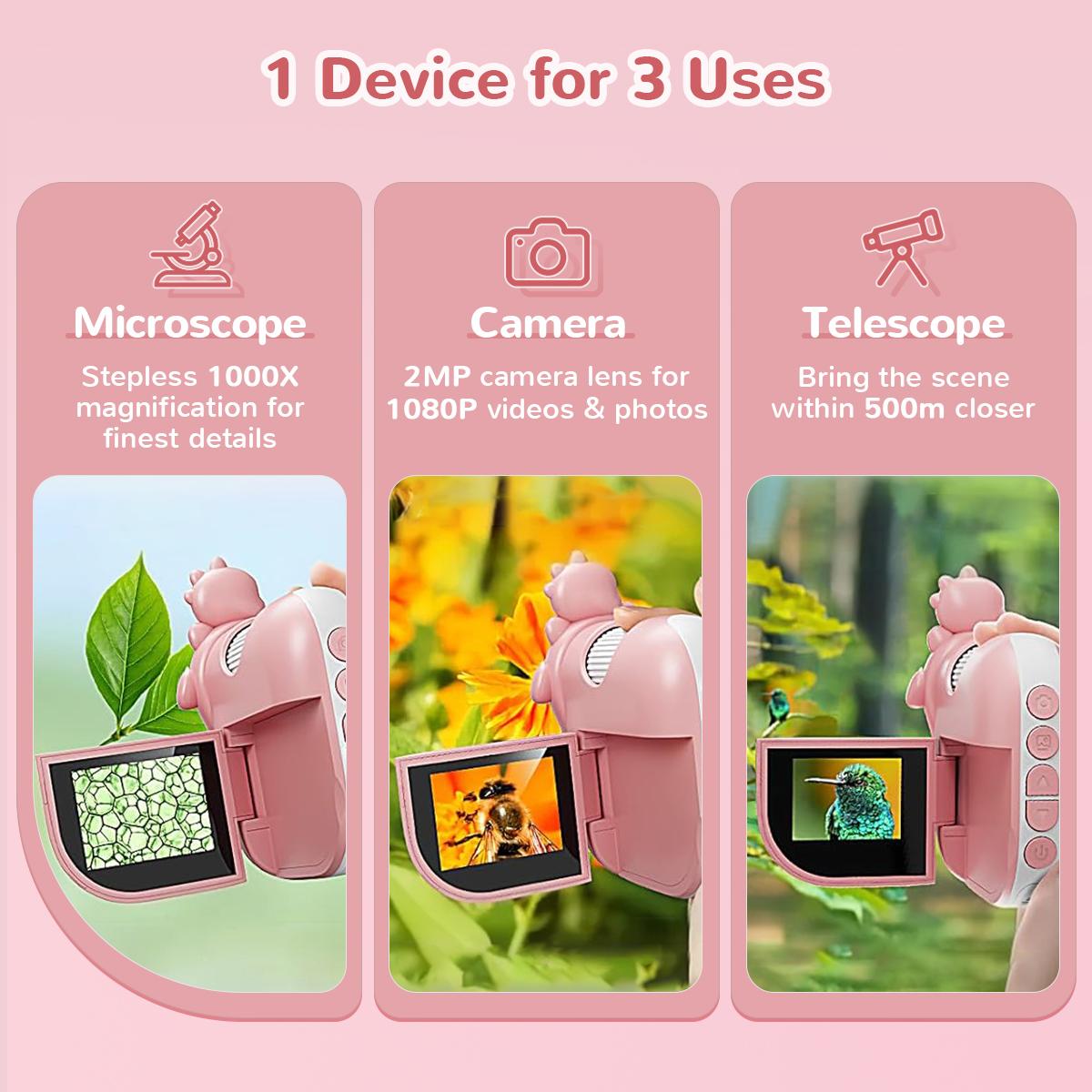 Pocket Microscope And Telescope, 1000X 32G 3-12 - KENTFAITH