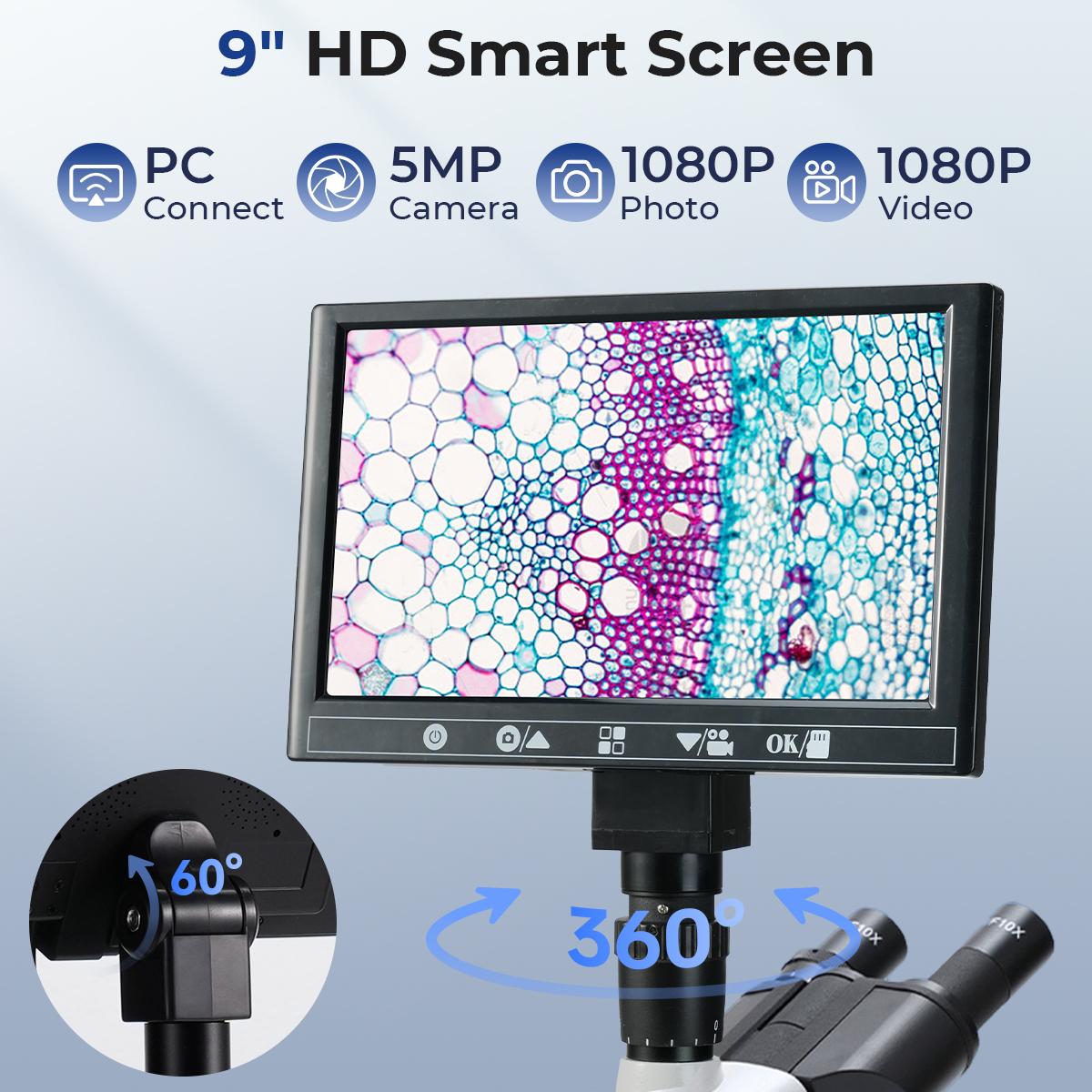 Compound Microscope with Screen & Camera - K&F Concept