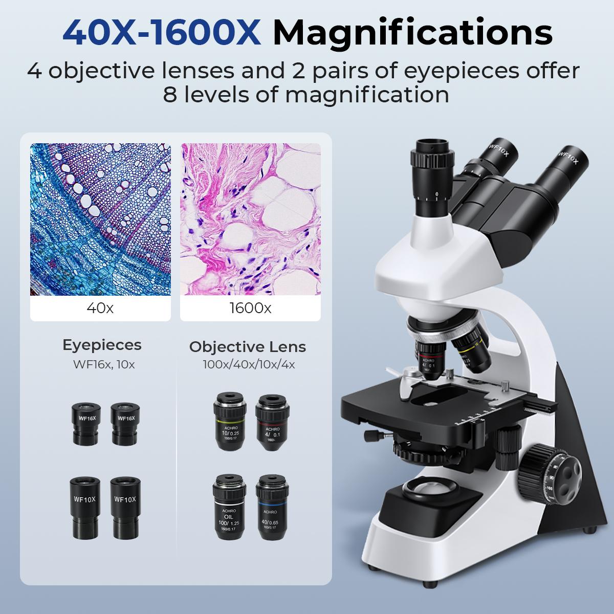 Compound Microscope with Screen & Camera - K&F Concept