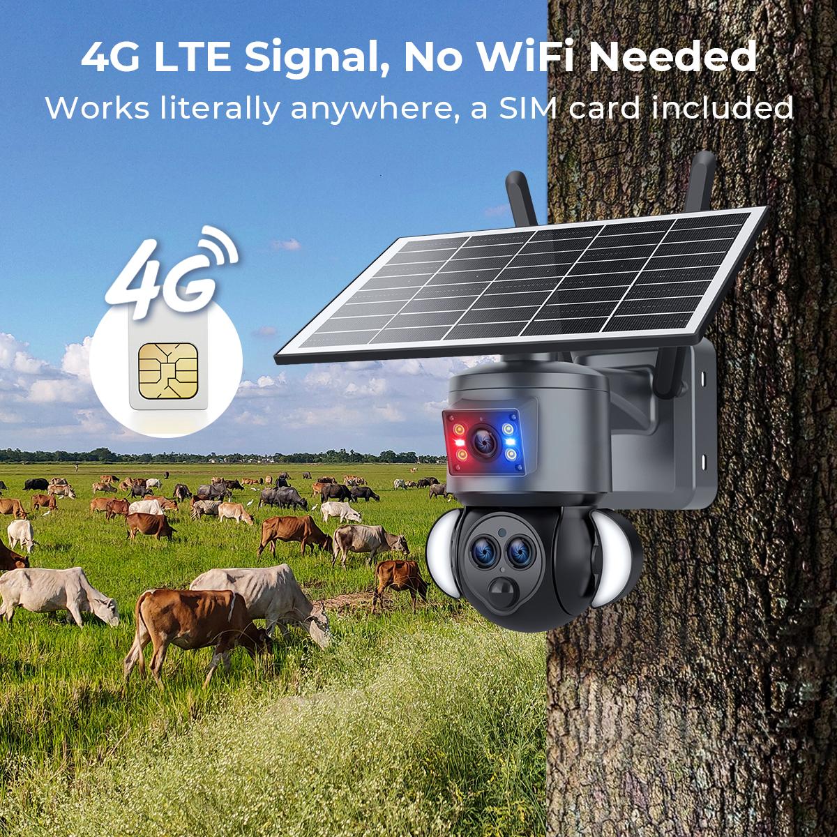 4G Cellular Security Camera with 15X Hybrid Zoom, Triple Lens, 6MP ...